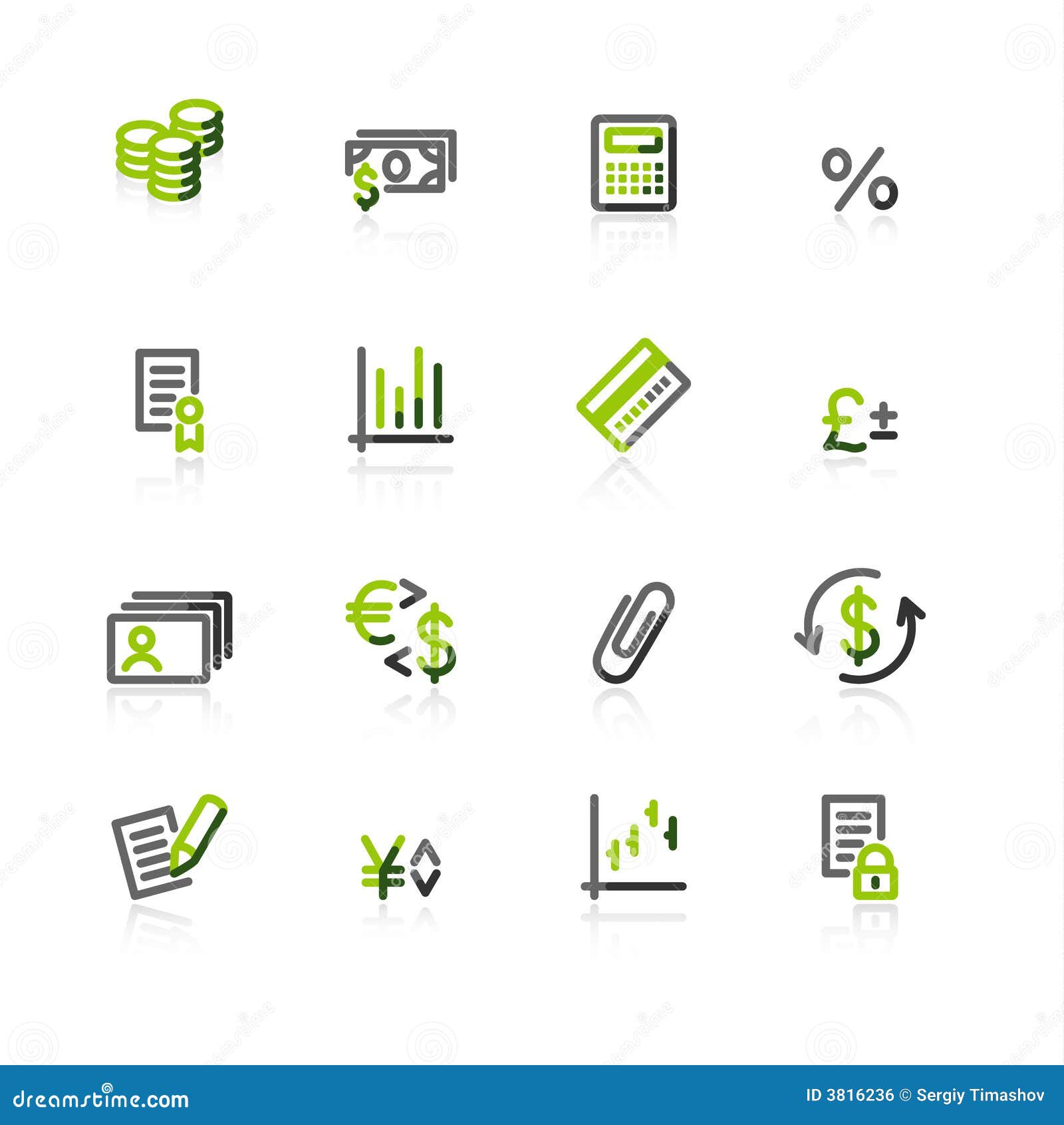 Green-gray finance icons stock vector. Illustration of cash - 3816236