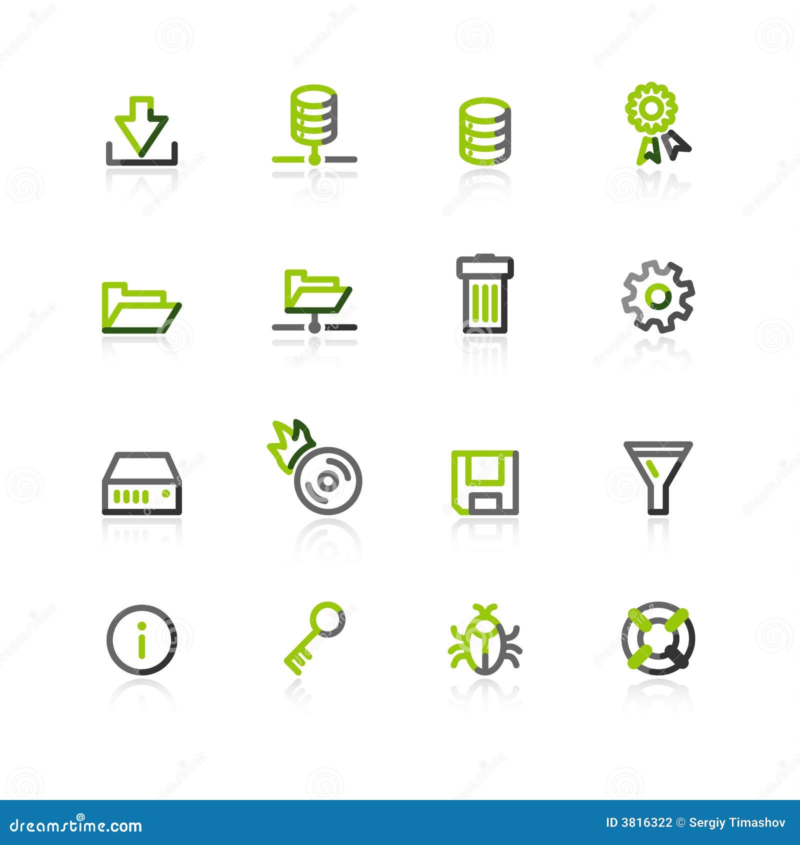 Green-gray server icons stock vector. Illustration of file - 3816322