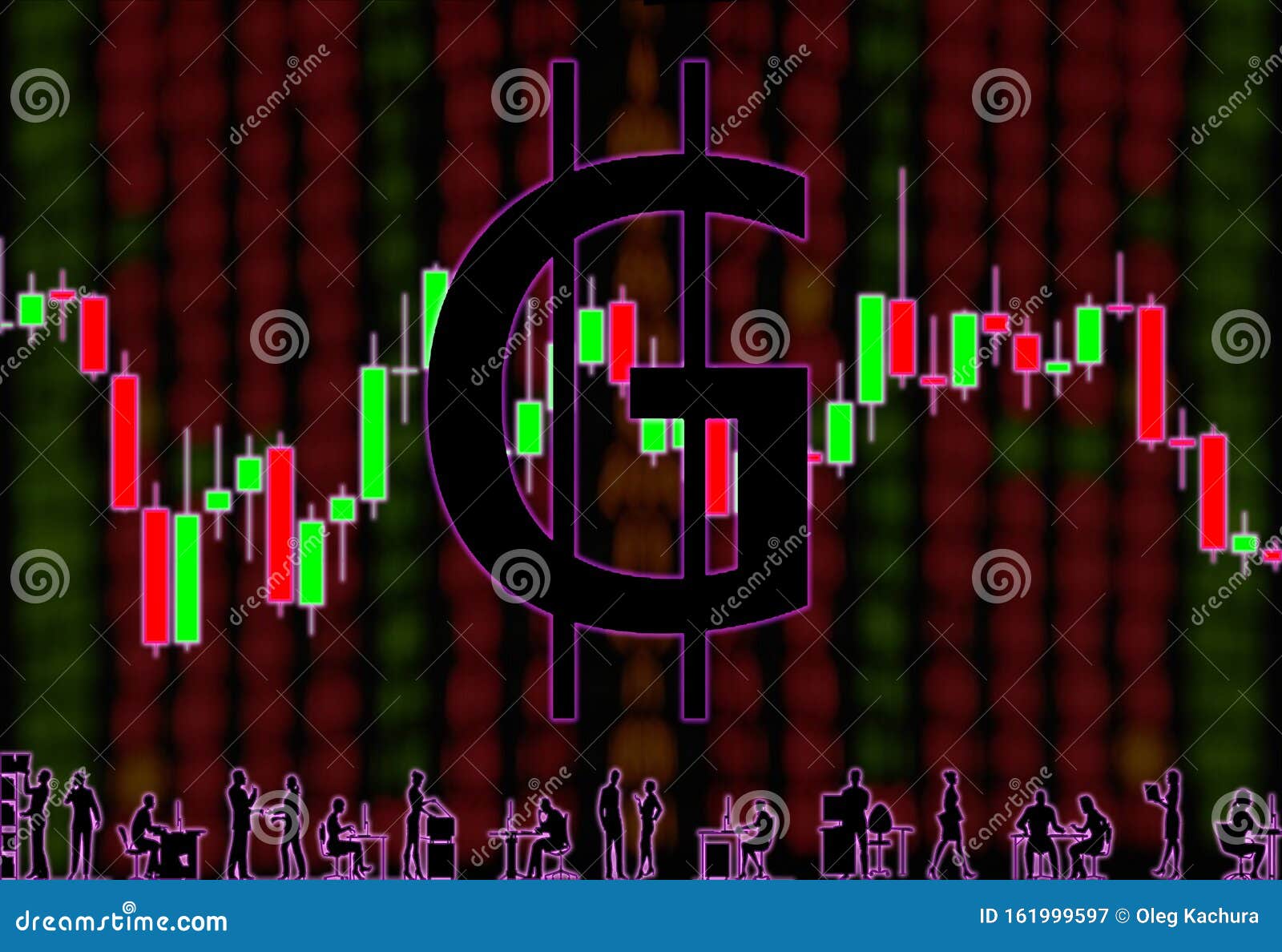 Green GRE Cryptocurrency. Background Of Blurry Numbers And Candlestick ...