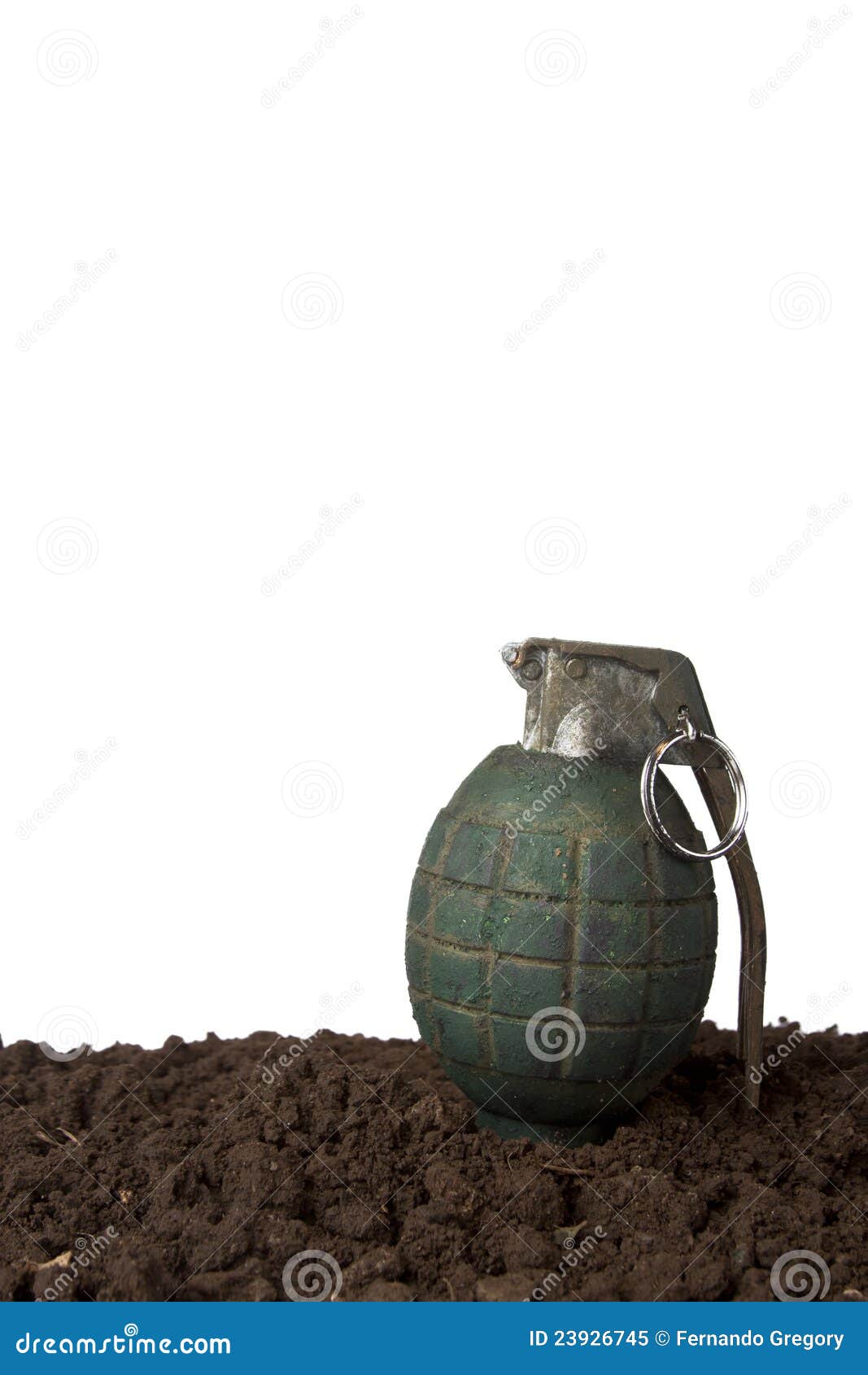 Green grenade on white stock image. Image of equipment - 23926745