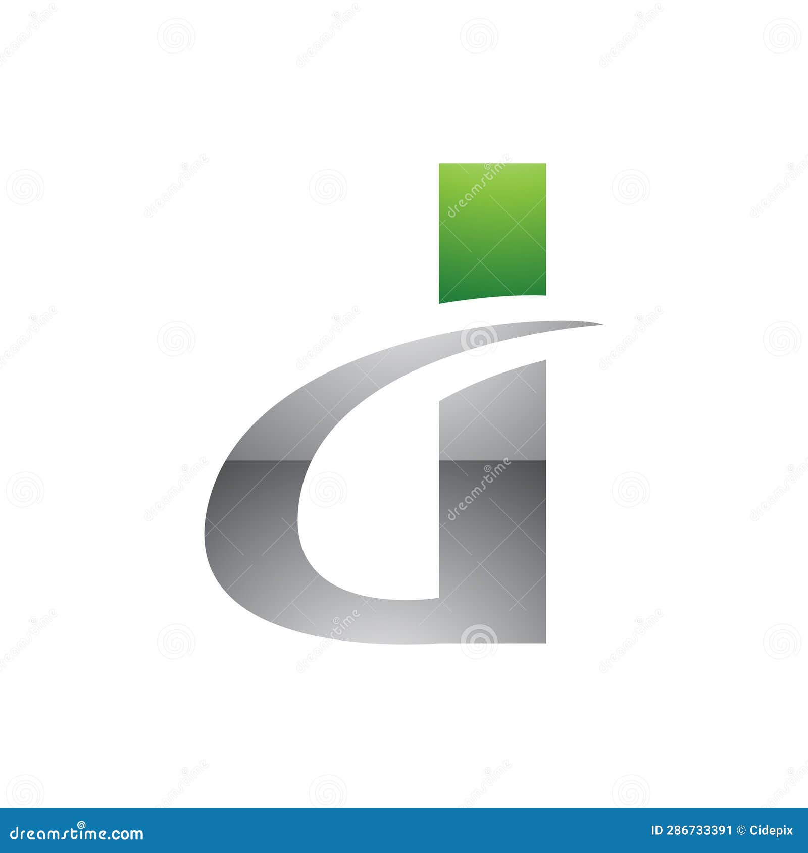 Green and Grey Glossy Curvy Pointed Letter D Icon Stock Vector ...