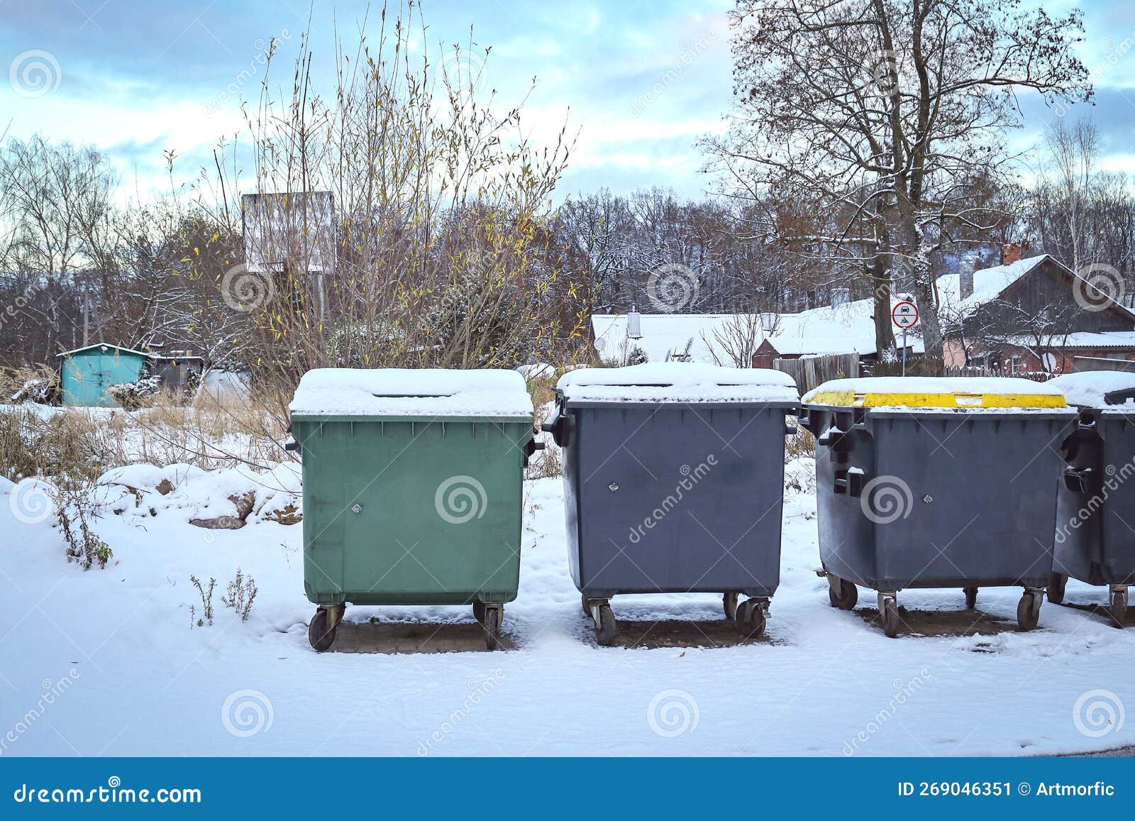 Green and Grey Plastic Dumpster Waste and Garbage Containers on Wheels ...
