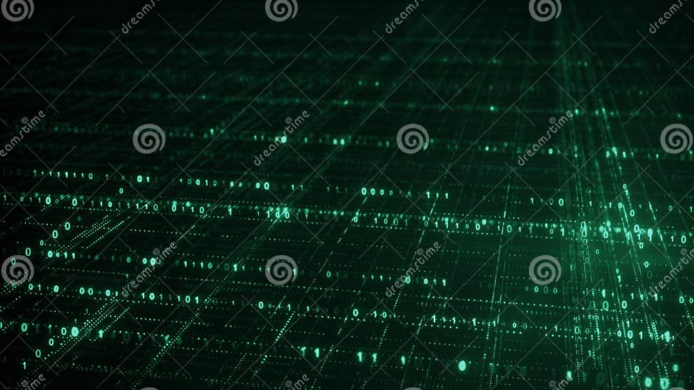Green Grid of Binary Digital Code Abstract it Concept Stock ...