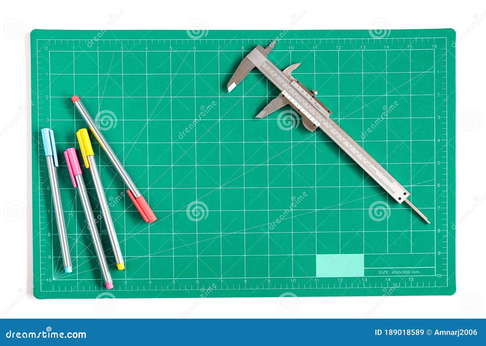 Green Grid Cutting Matt or Pad with Color Pen Stock Image - Image of ...