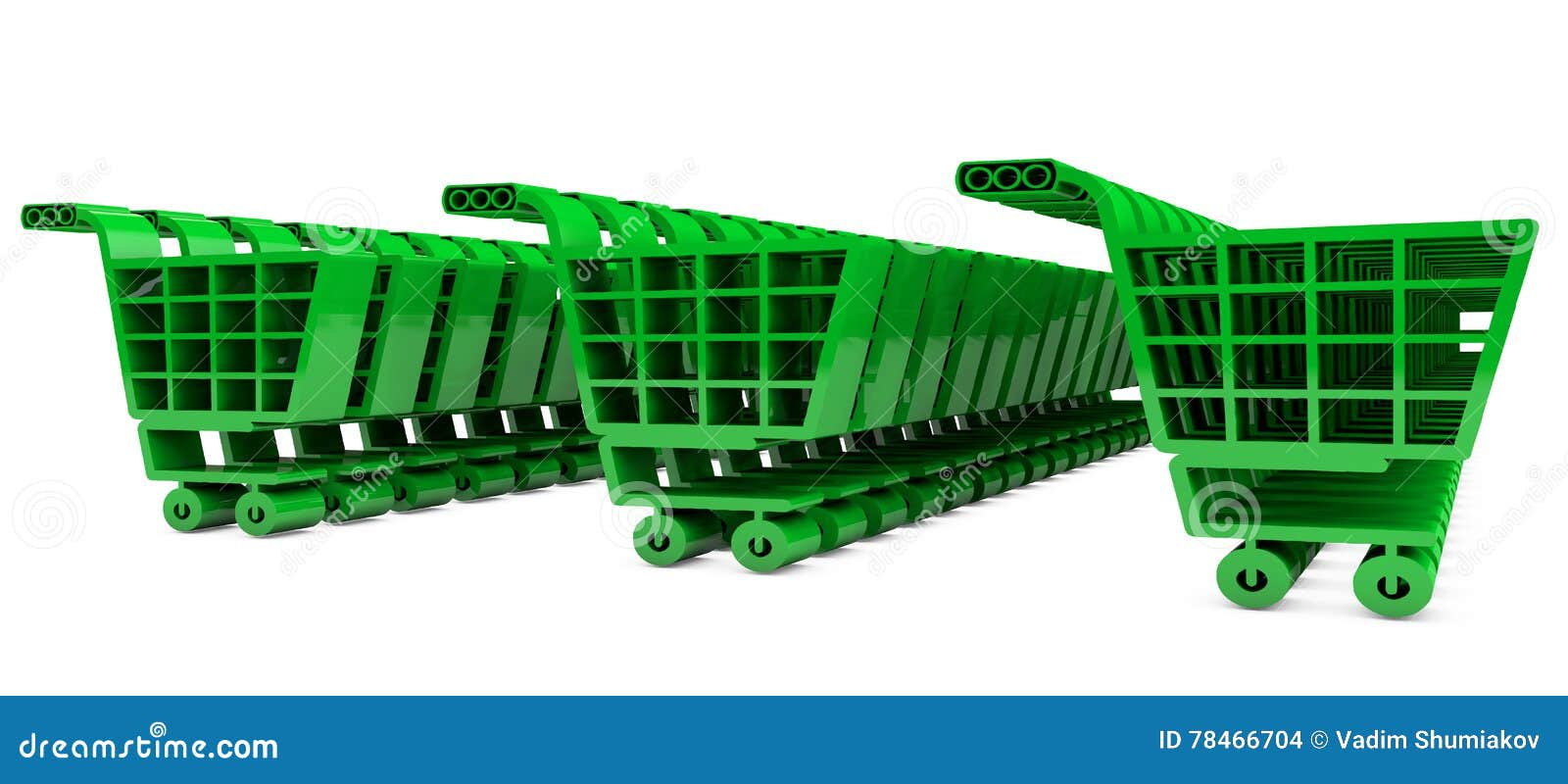 Green Grocery Carts 3d Render Stock Illustration - Illustration of ...