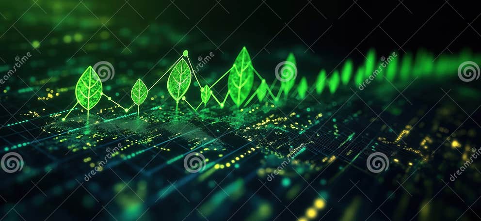 Green Growth Visualization with Leaf Graphs and Data Points ...