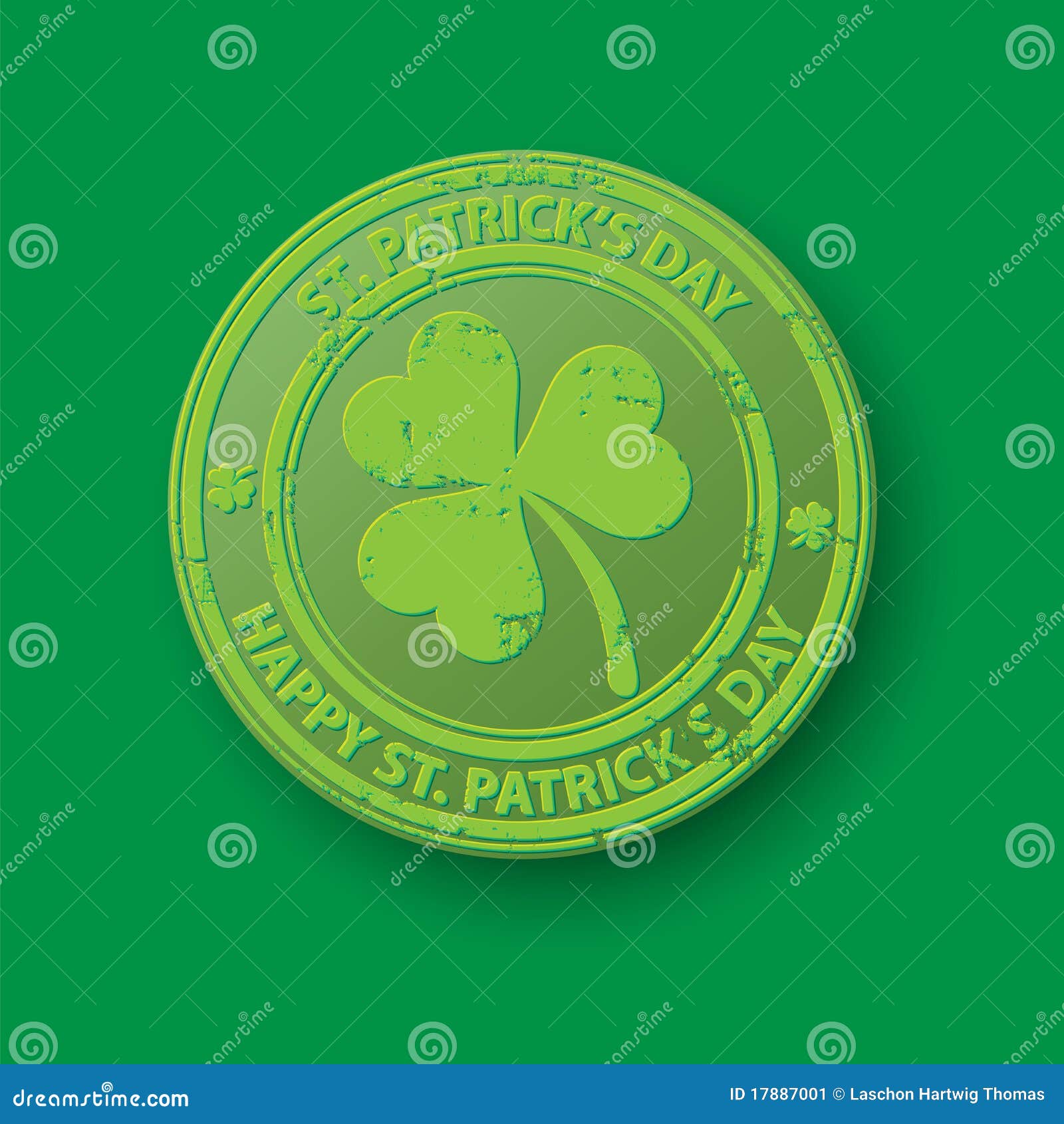 Green Grunge Rubber Stamp with Clover Stock Illustration - Illustration ...