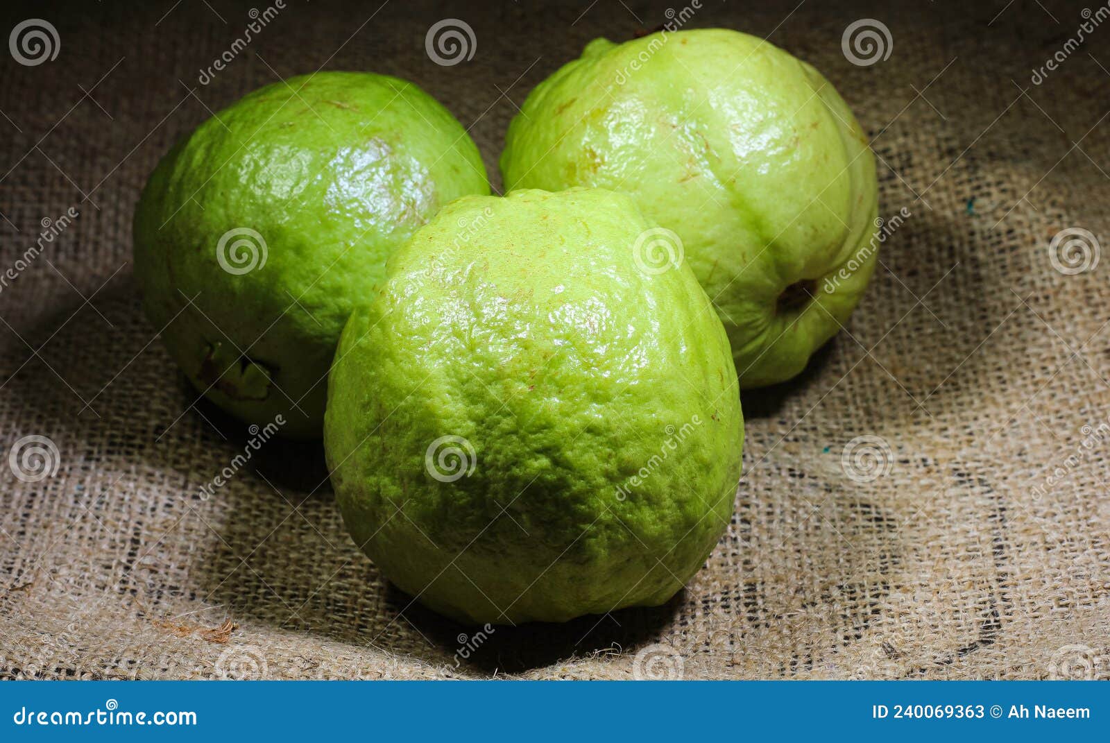 Green Guava on a Jute Texture Background.Close Up Guava Fruit Stock ...