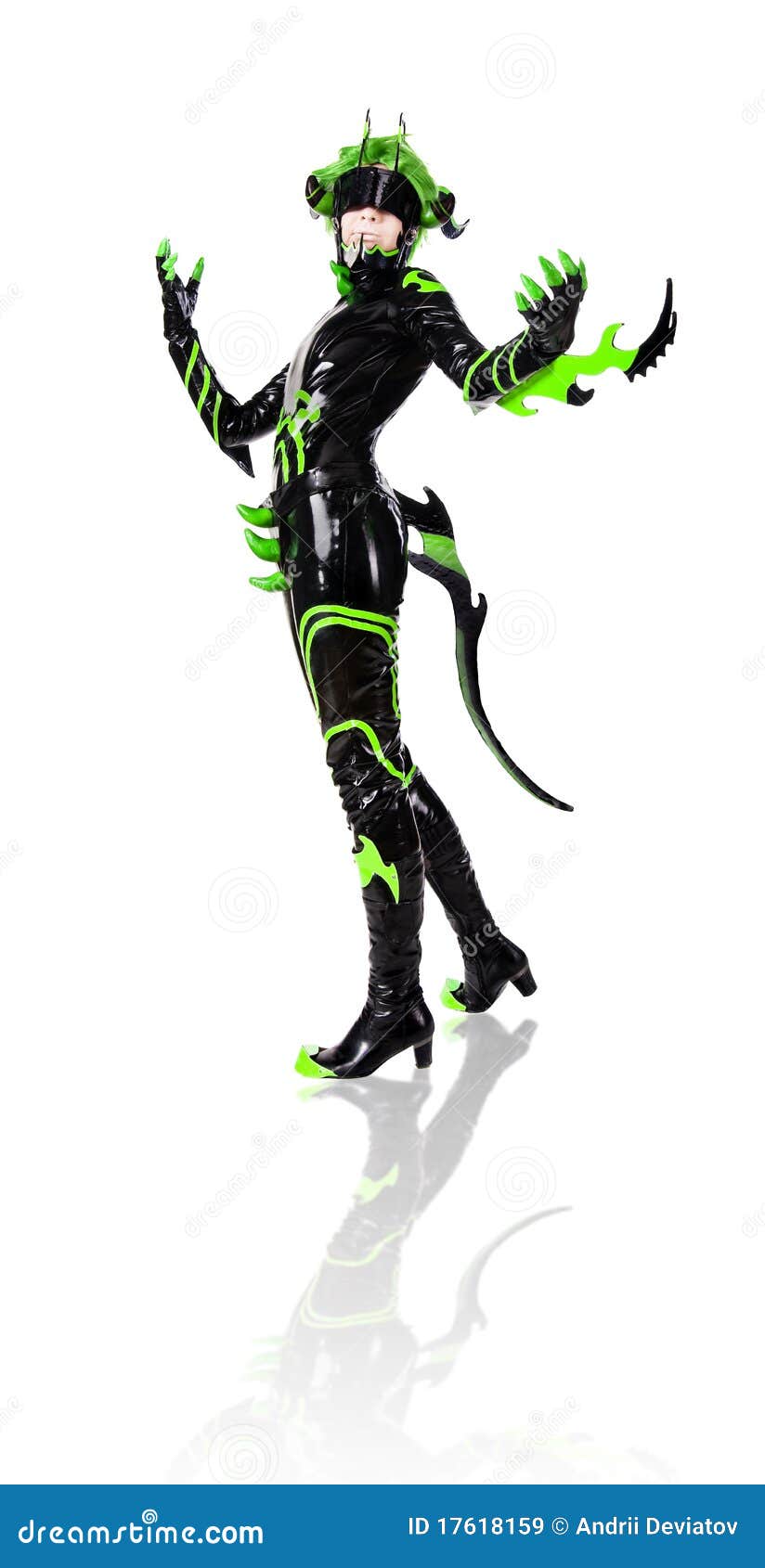 Green Haired Girl Dressed As an Insect Stock Image - Image of fantasy ...