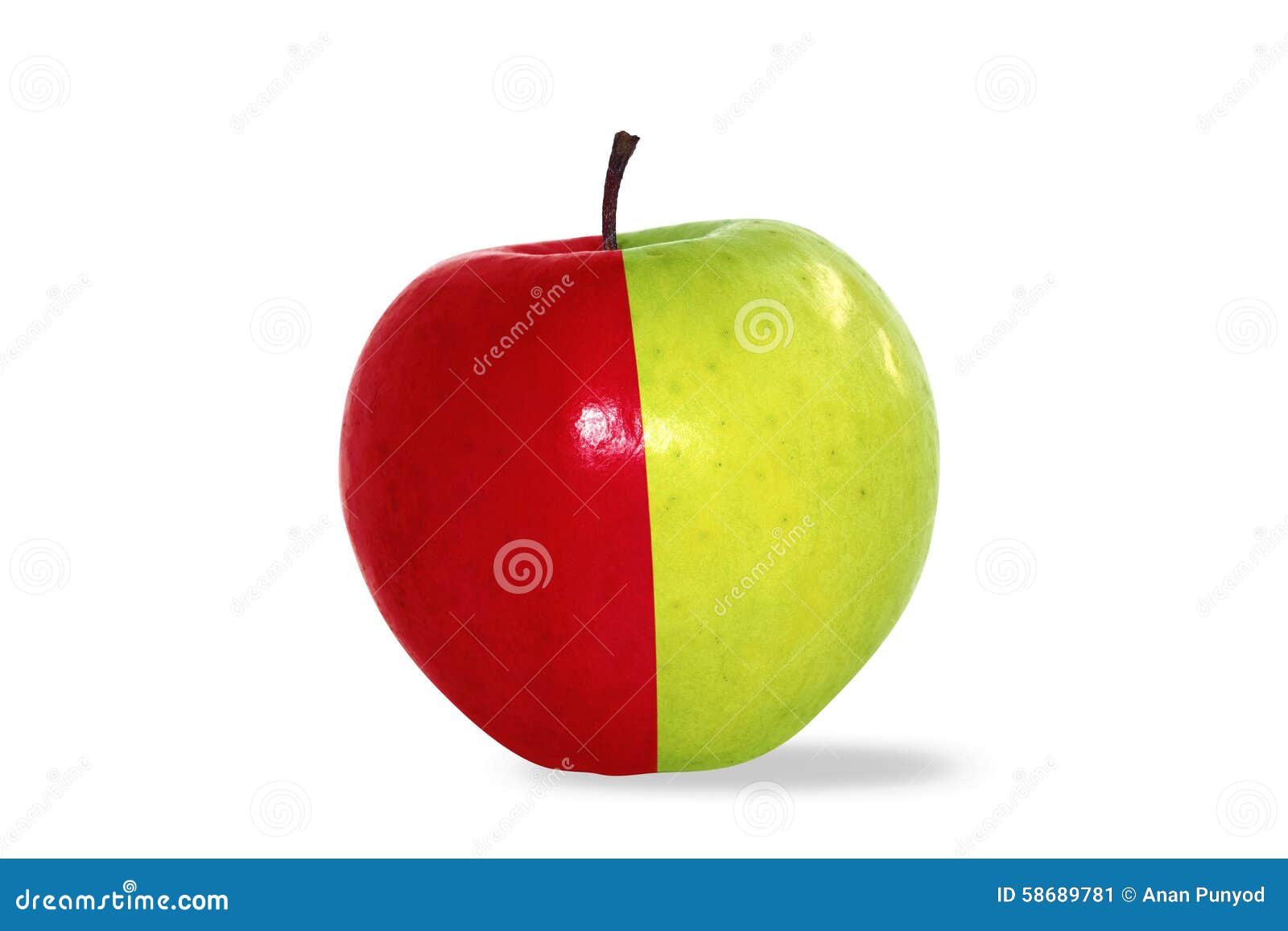 The Green and Half Red Apple Isolate on White Background Stock Image ...