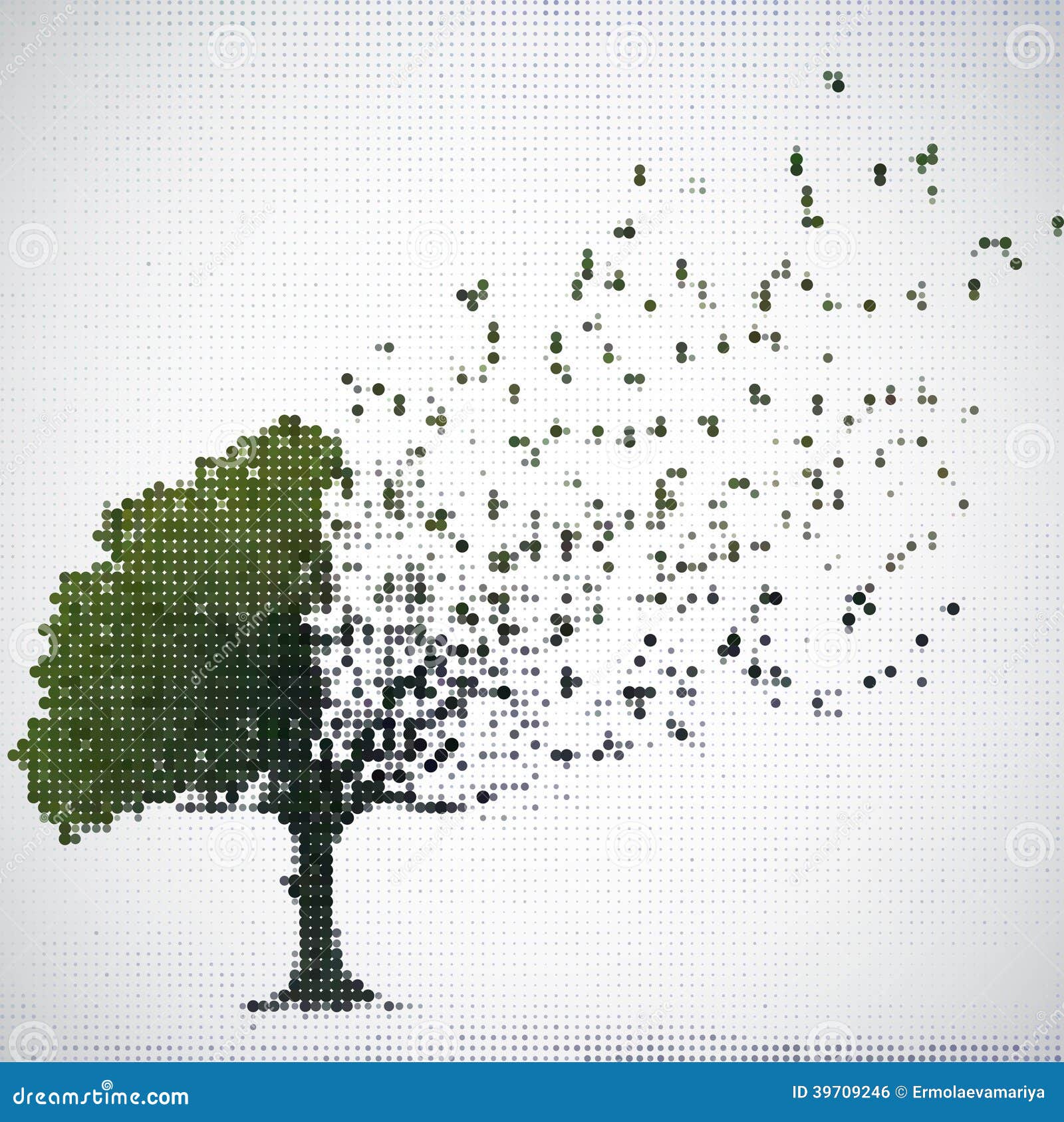 Green Halftone Tree with Foliage Overfly. Vector Stock Vector ...