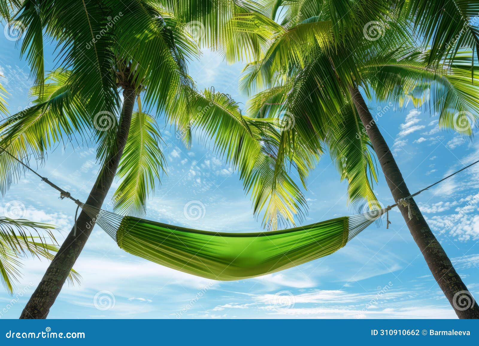 Green Hammock with Palms Around in Tropical Environment. Generative AI ...