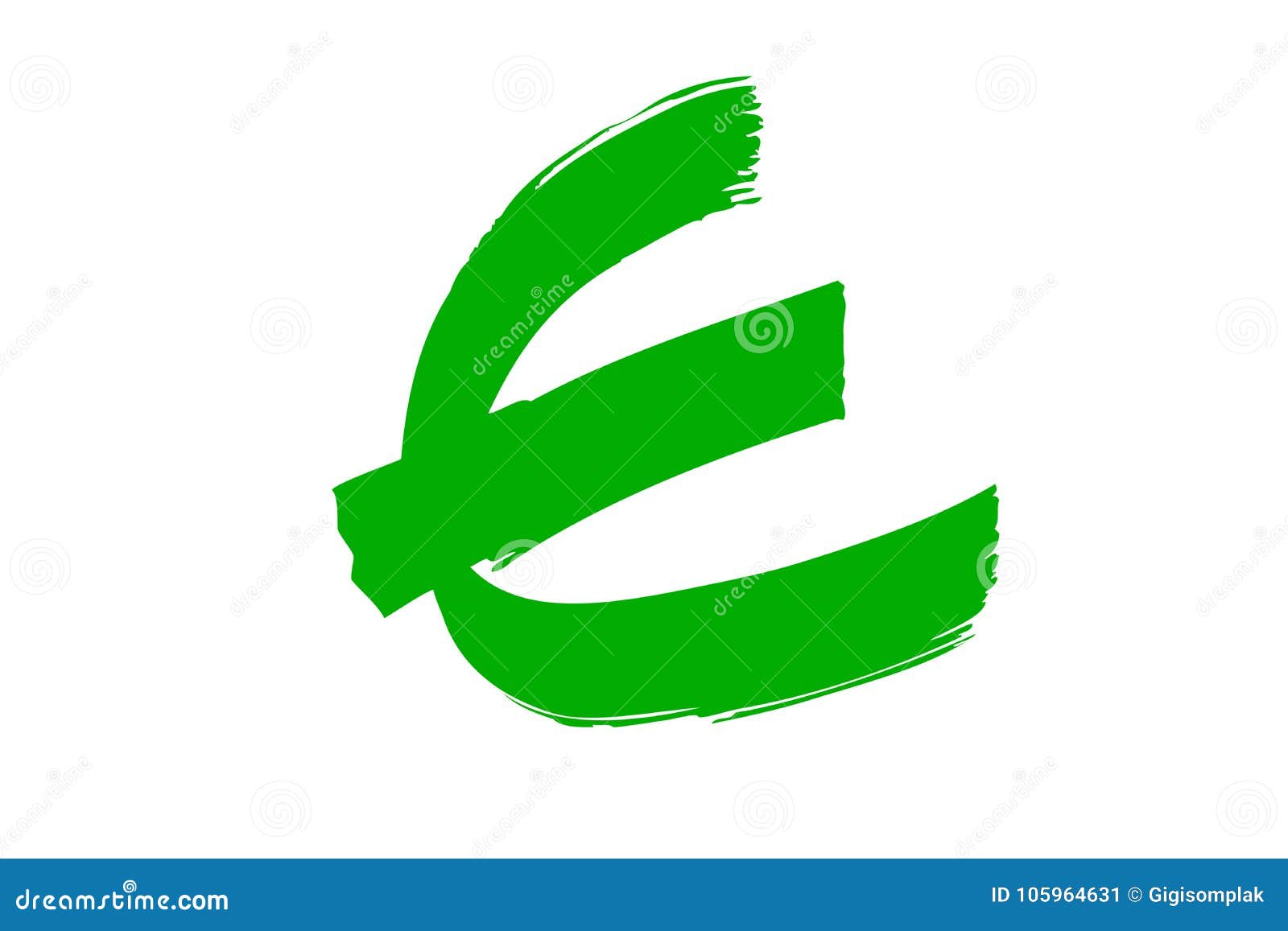 Green Hand Draw Sketch Using Big Marker : Euro, Isolated on White Stock ...