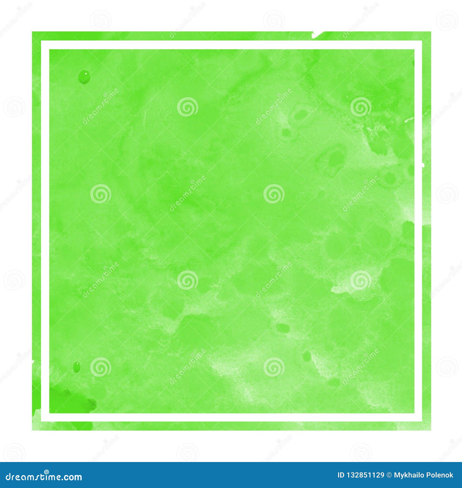 Green Hand Drawn Watercolor Rectangular Frame Background Texture with ...