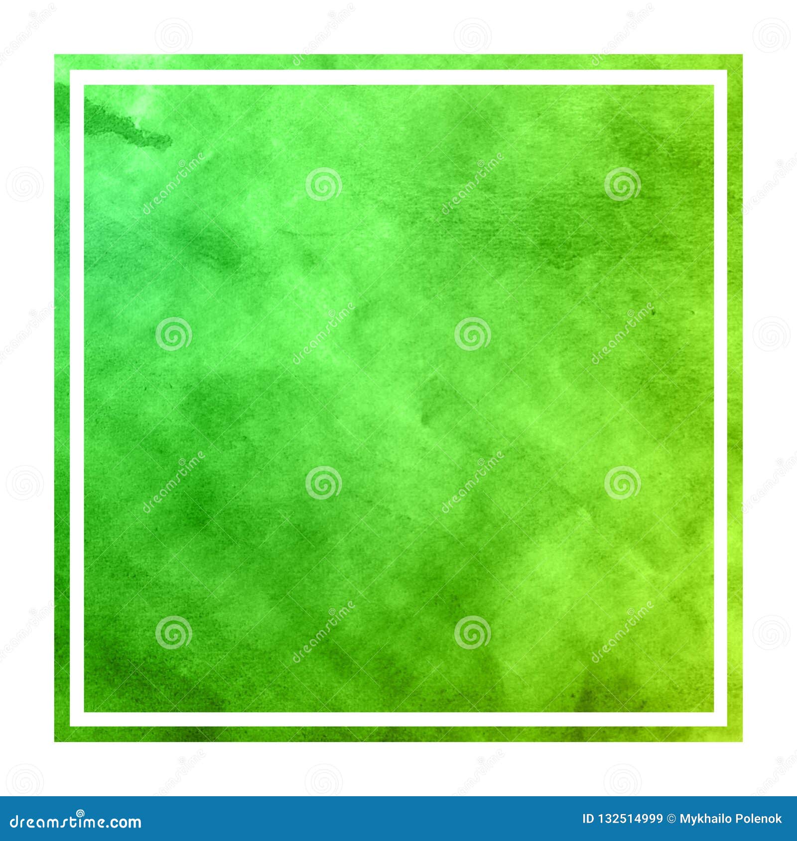 Green Hand Drawn Watercolor Rectangular Frame Background Texture with ...