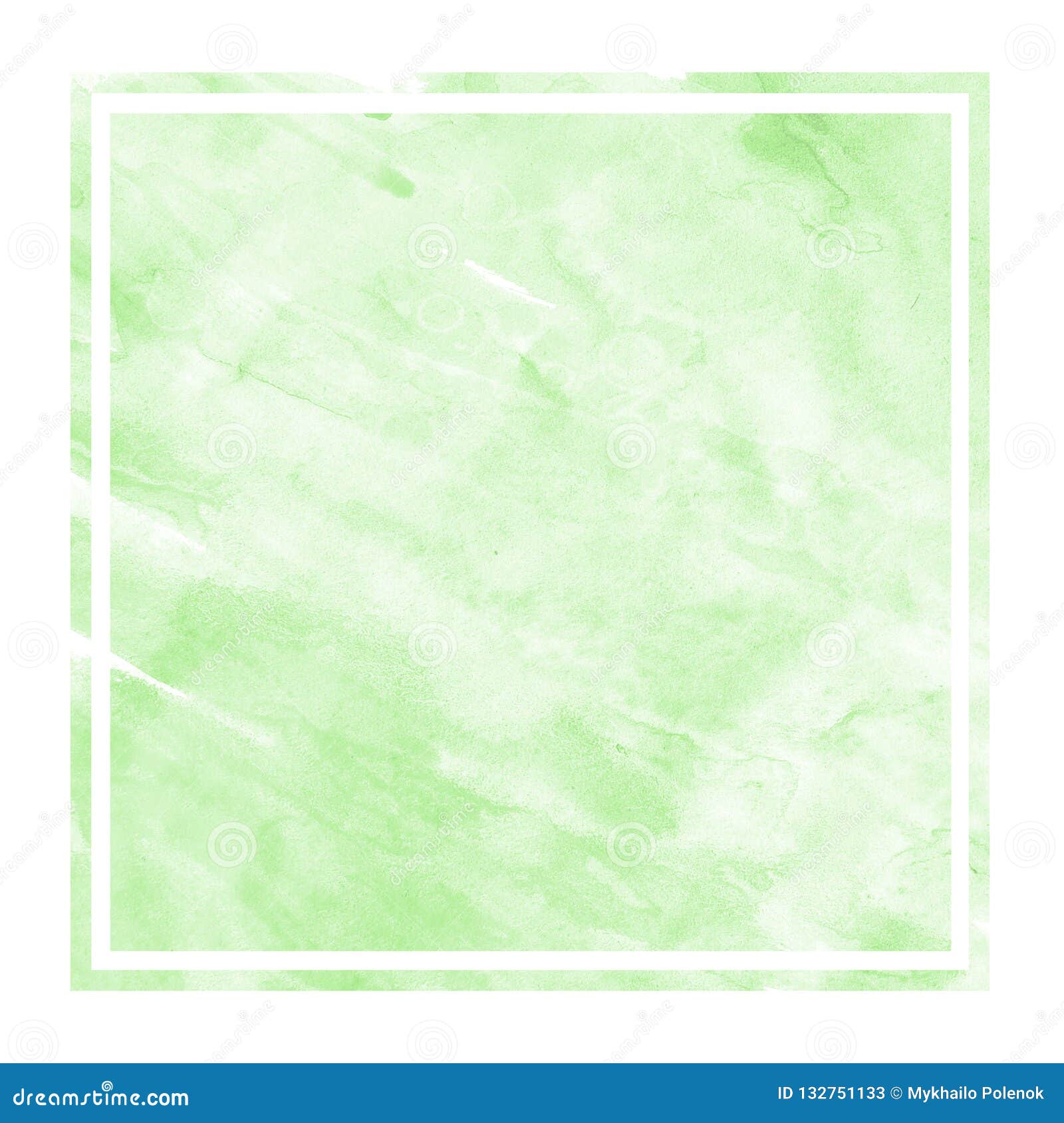 Green Hand Drawn Watercolor Rectangular Frame Background Texture with ...