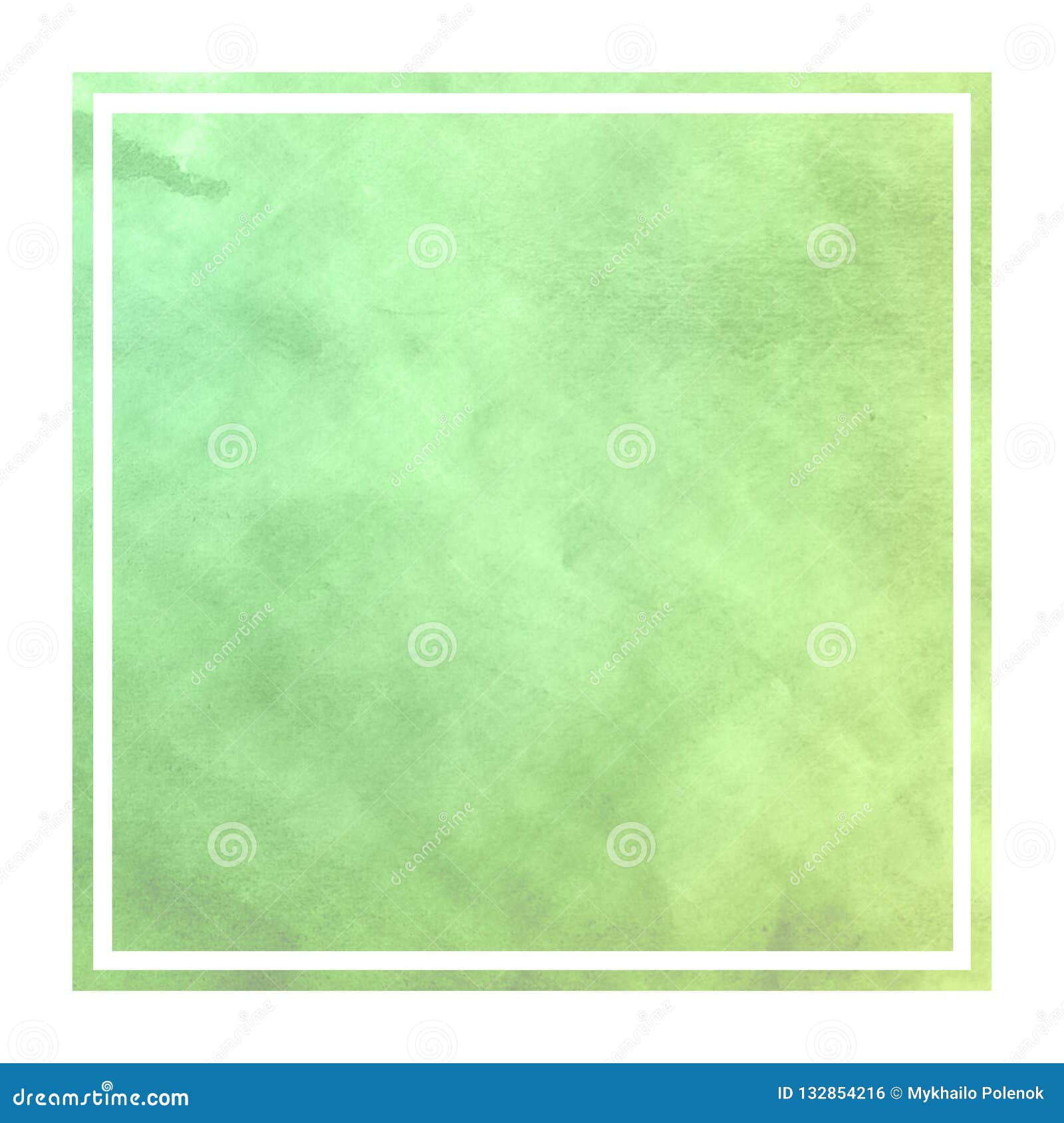 Green Hand Drawn Watercolor Rectangular Frame Background Texture with ...