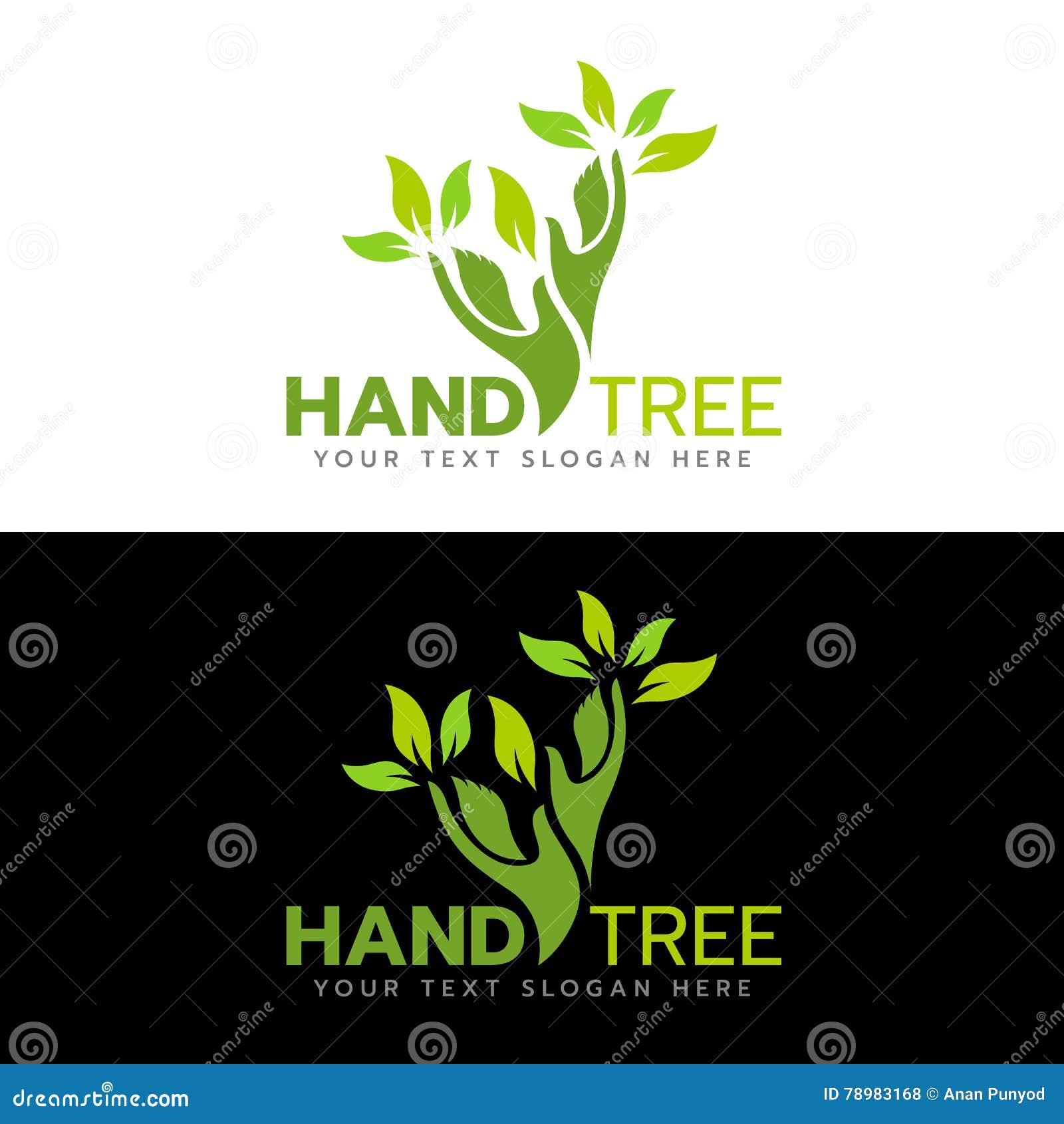 Green Hand Tree Logo Vector Illustration Design Stock Vector ...