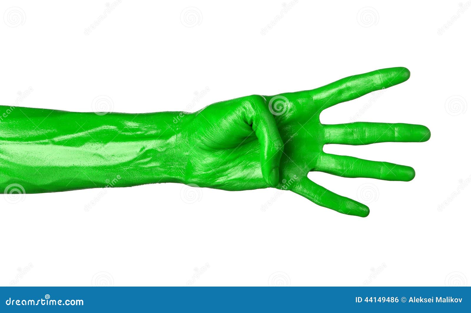 Green Hand on White Background, Isolated, Paint Stock Photo - Image of ...