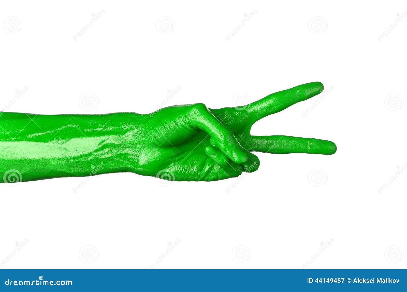 Green Hand on White Background, Isolated, Paint Stock Image - Image of ...