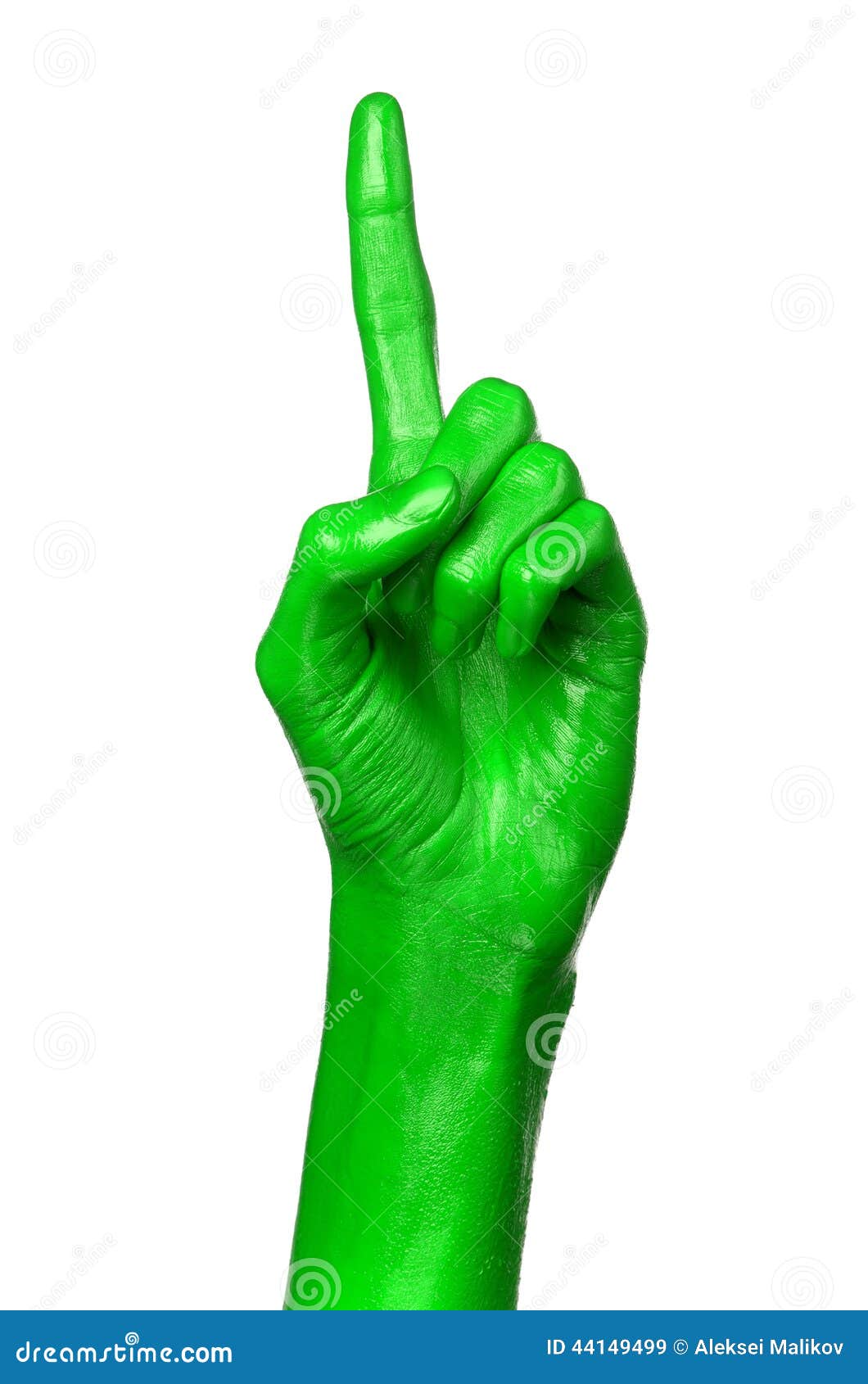 Green Hand on White Background, Isolated, Paint Stock Image - Image of ...