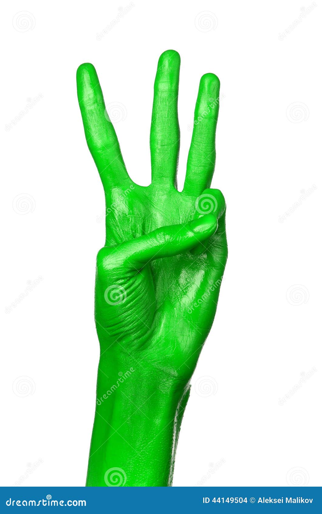 Green Hand on White Background, Isolated, Paint Stock Photo - Image of ...