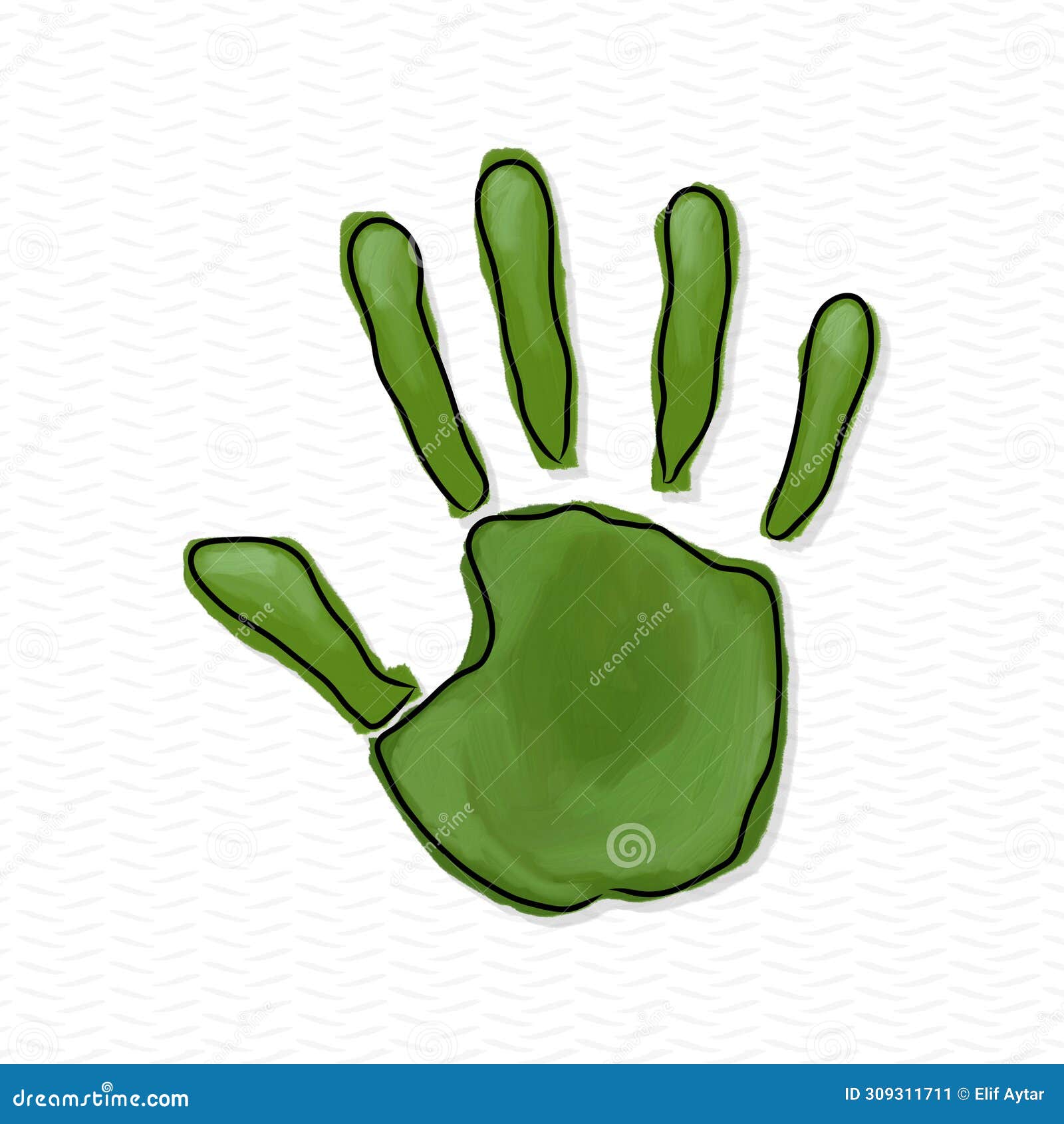 Green Handprint. Think Green Stock Illustration - Illustration of ...