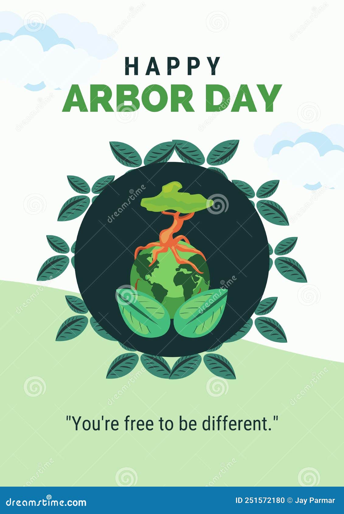 Green Happy Arbor Day Flyer Stock Illustration - Illustration of poster ...