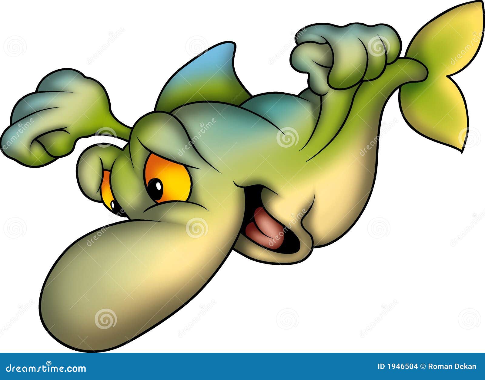 Green Happy and Smiling Fish Stock Illustration - Illustration of ...
