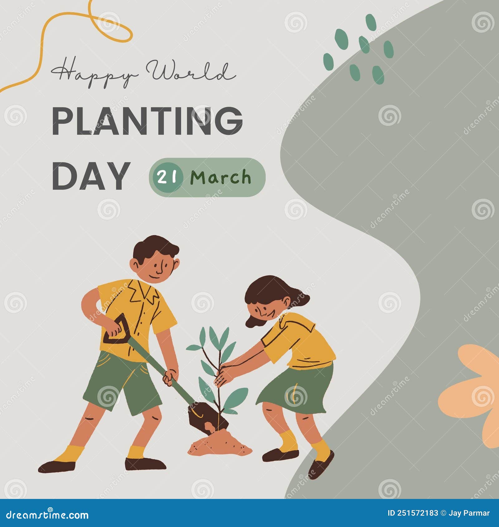 Green Happy World Planting Day Instagram Post Stock Illustration ...