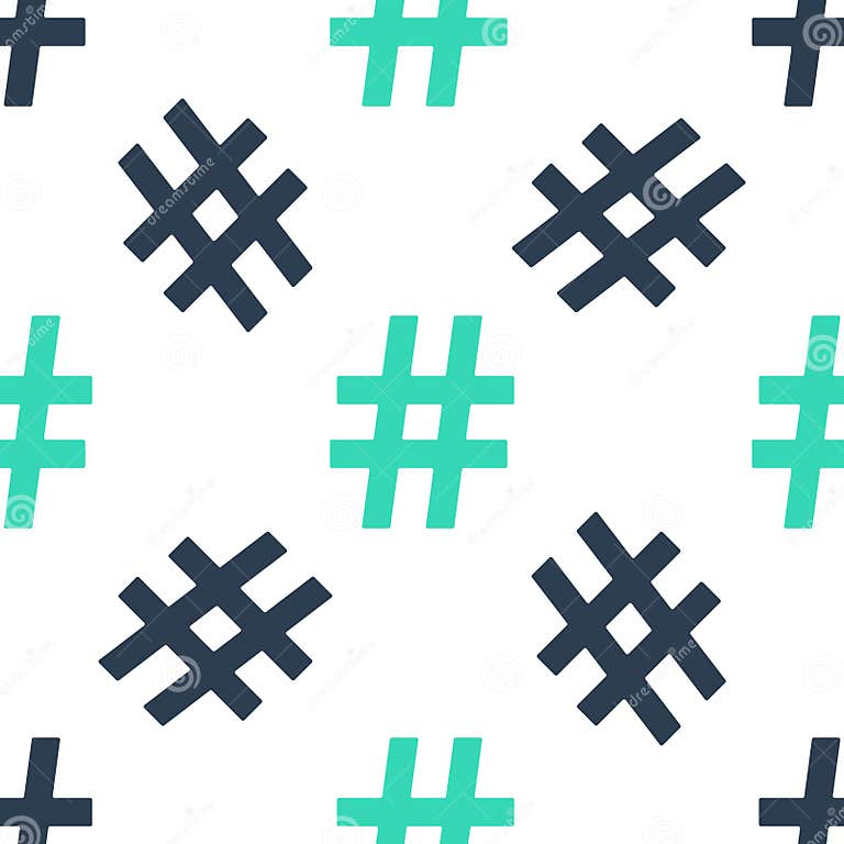 Green Hashtag Icon Isolated Seamless Pattern on White Background ...