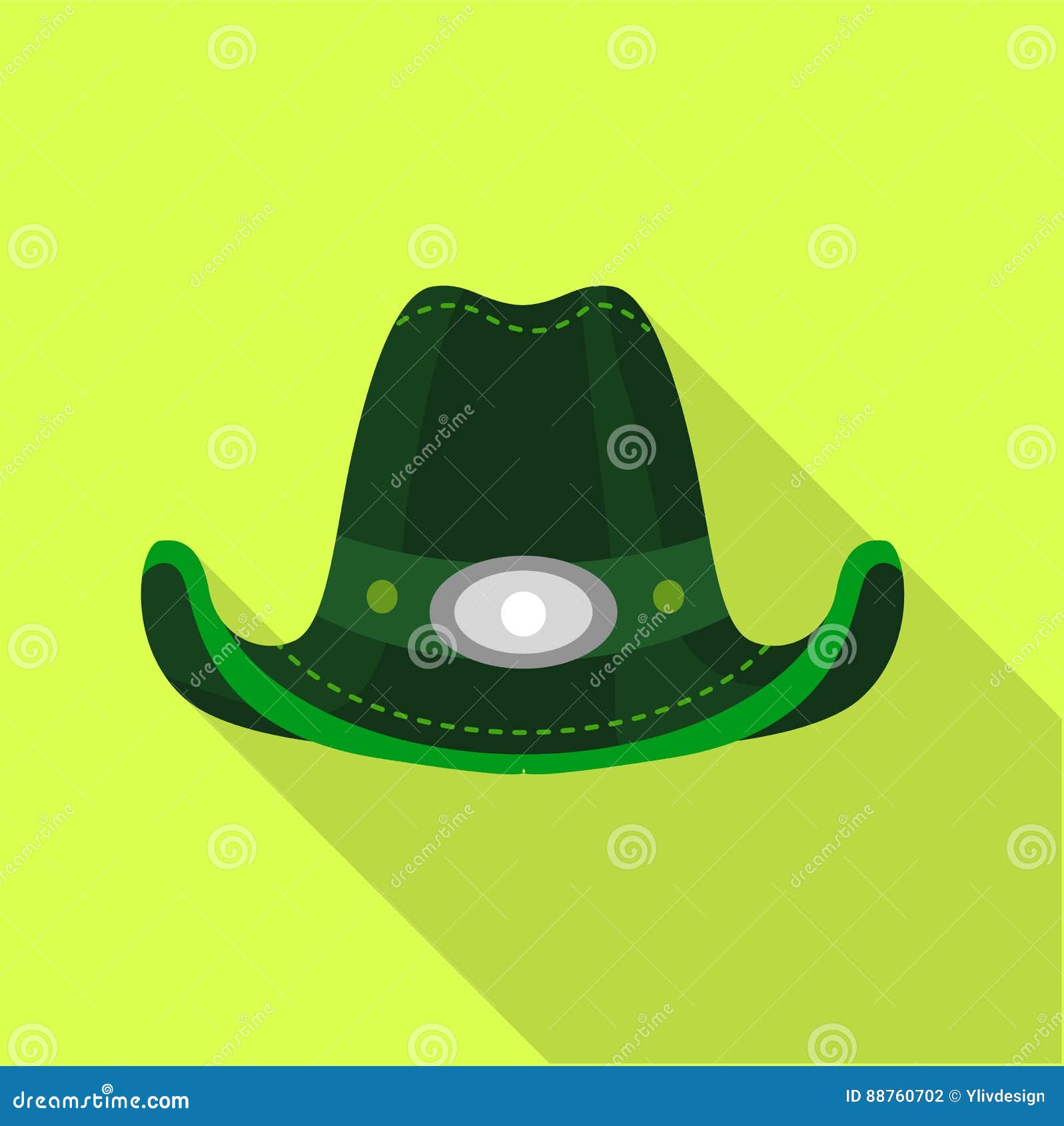 Green hat icon, flat style stock vector. Illustration of fedora - 88760702