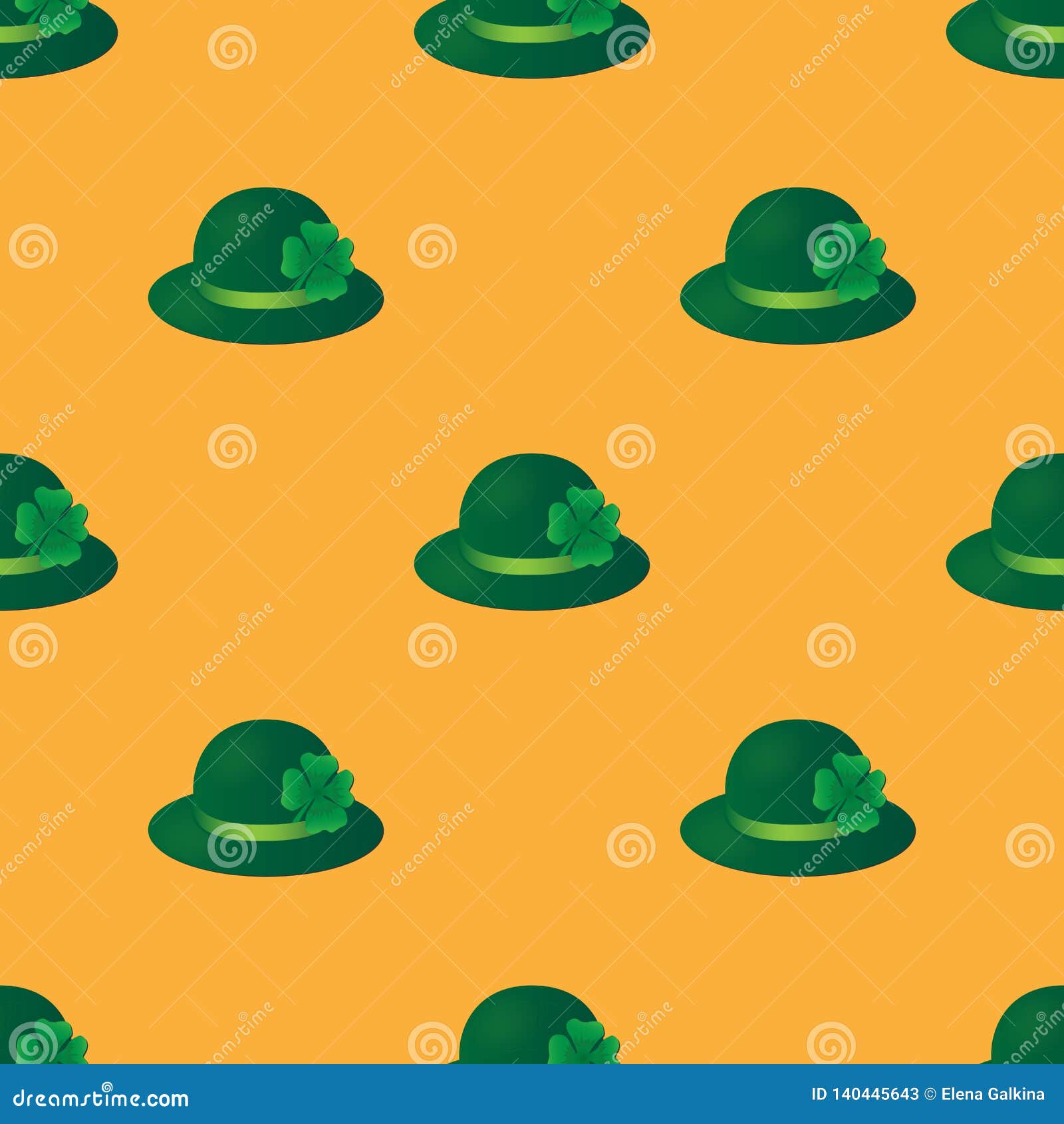 Green hat seamless pattern stock vector. Illustration of fashion ...