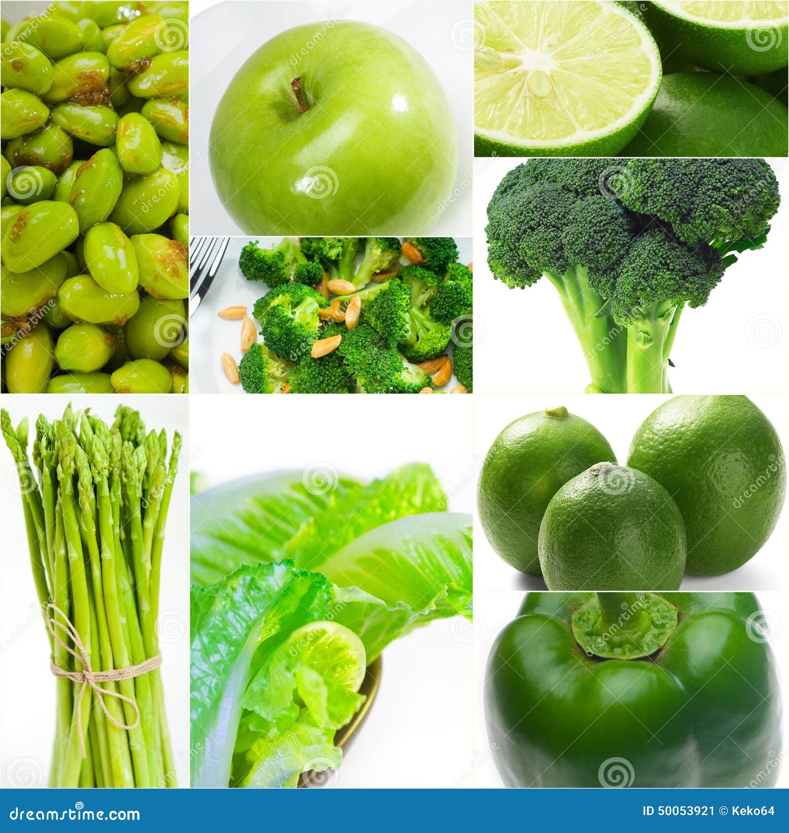 Green Healthy Food Collage Collection Stock Image - Image of nature ...