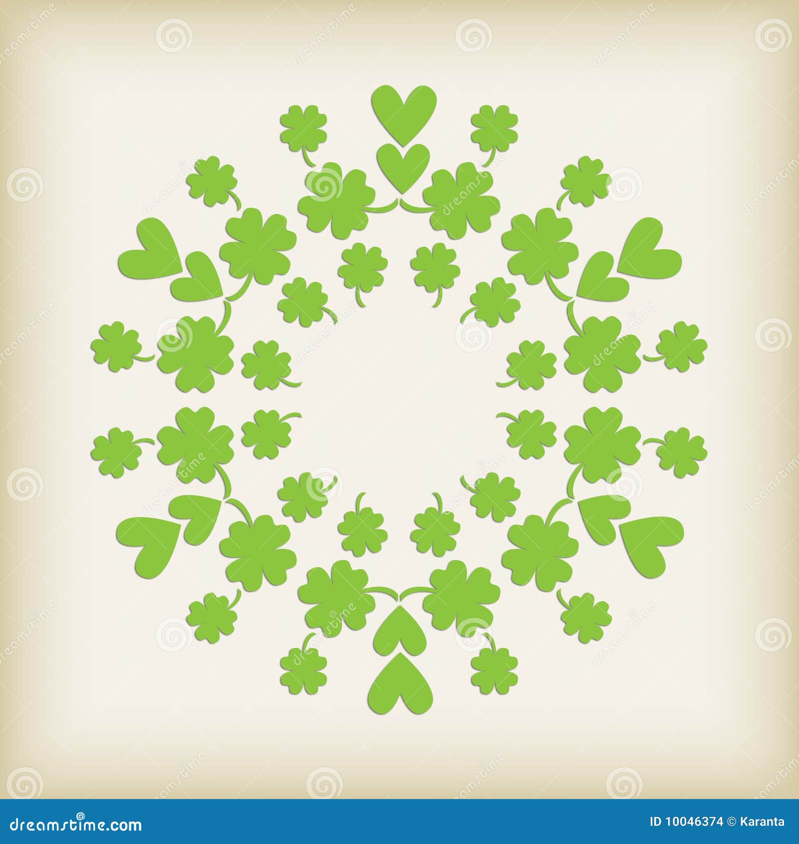 Green Heart and Clover Background Stock Illustration - Illustration of ...