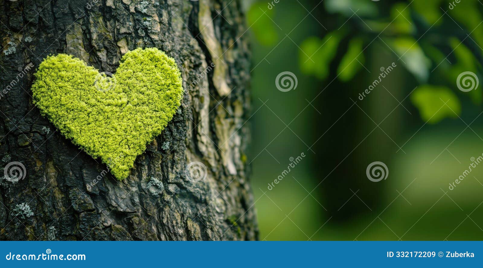 Green Heart Formed from Down on Trunk Stock Illustration - Illustration ...