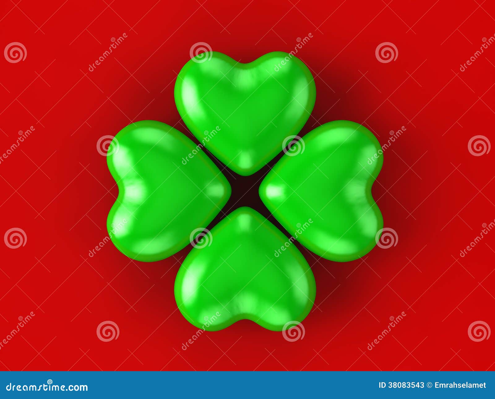 Green Heart 4 Leaves Clover Stock Illustration - Illustration of ...