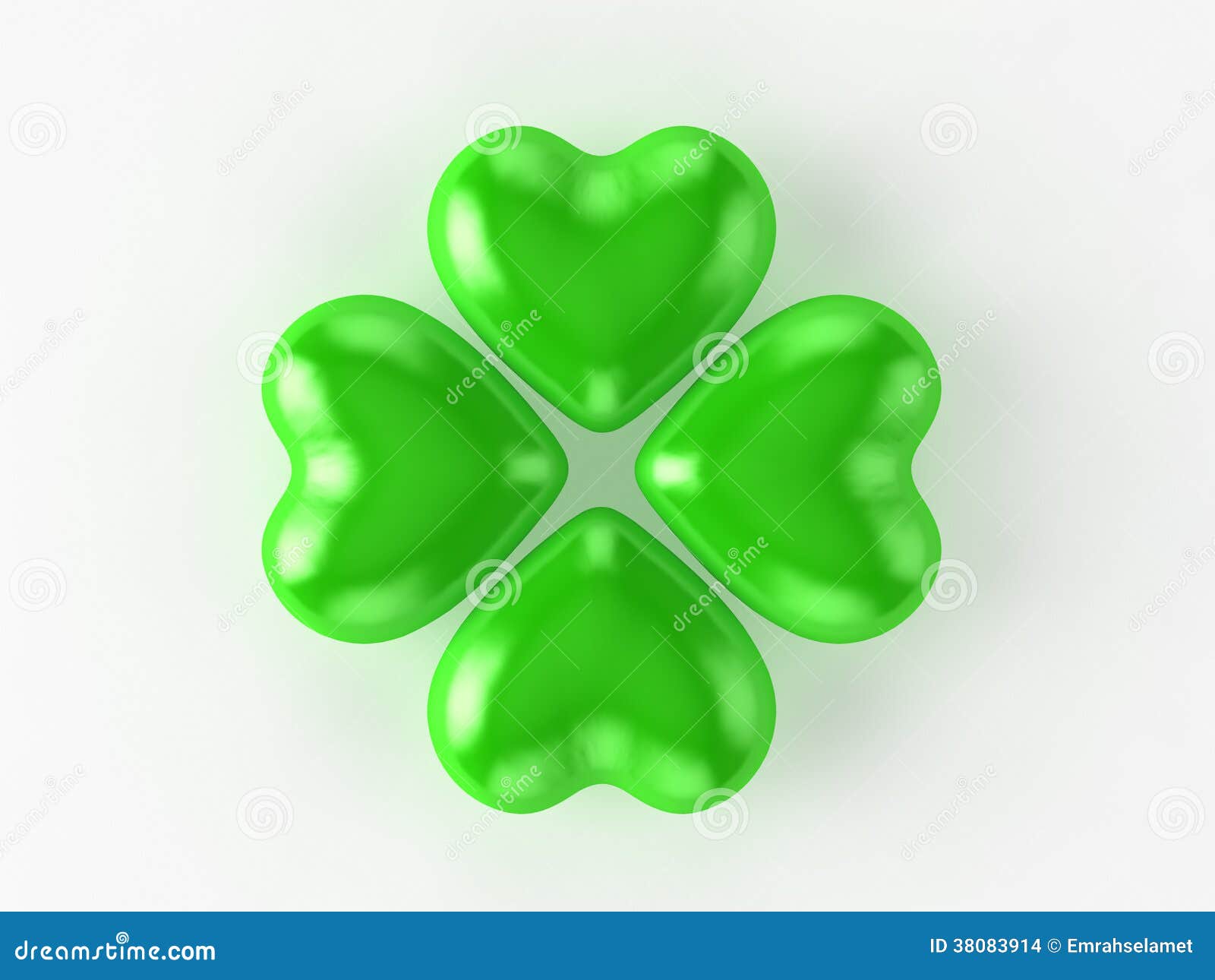 Green Heart 4 Leaves Clover on White Stock Illustration - Illustration ...