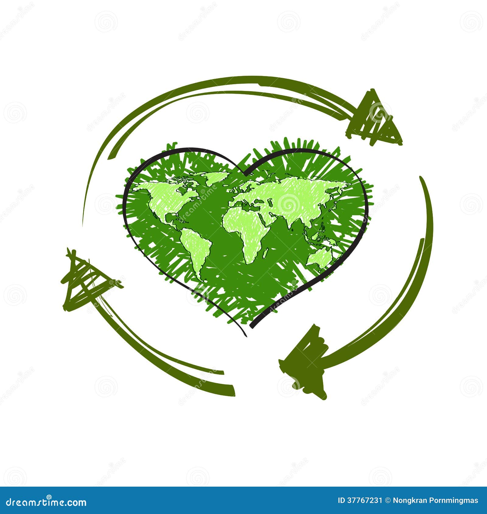 Green heart. stock vector. Illustration of earth, peace - 37767231