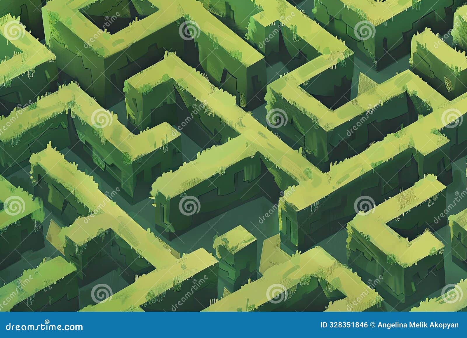 Green Hedge Maze Pathway stock illustration. Illustration of nature ...