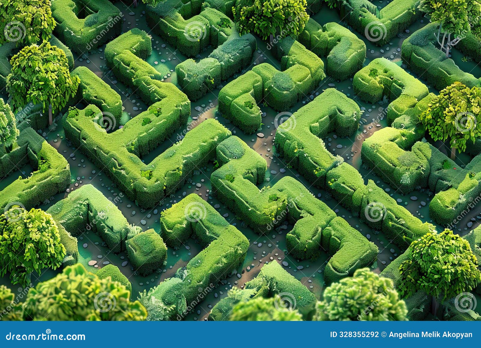 Green Hedge Maze Pathway stock illustration. Illustration of abstract ...