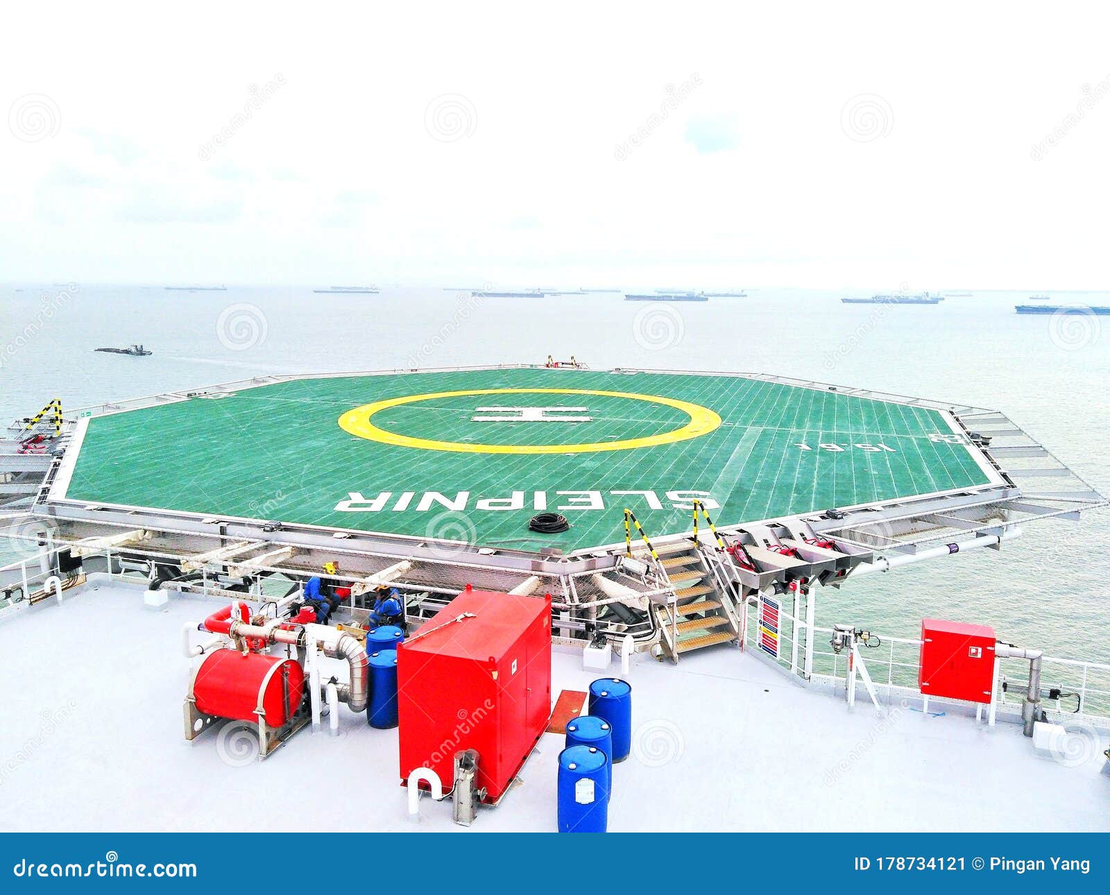 Green helideck of the ship editorial photo. Image of flower - 178734121