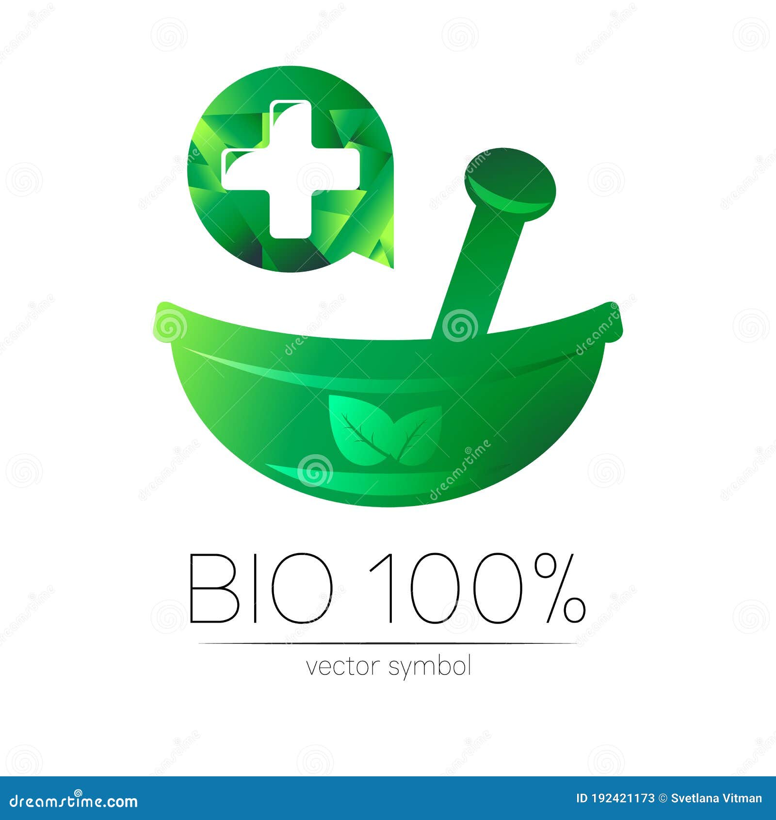 Green Herbal Bowl Vector Logotype Concept Symbol With Cross In Circle