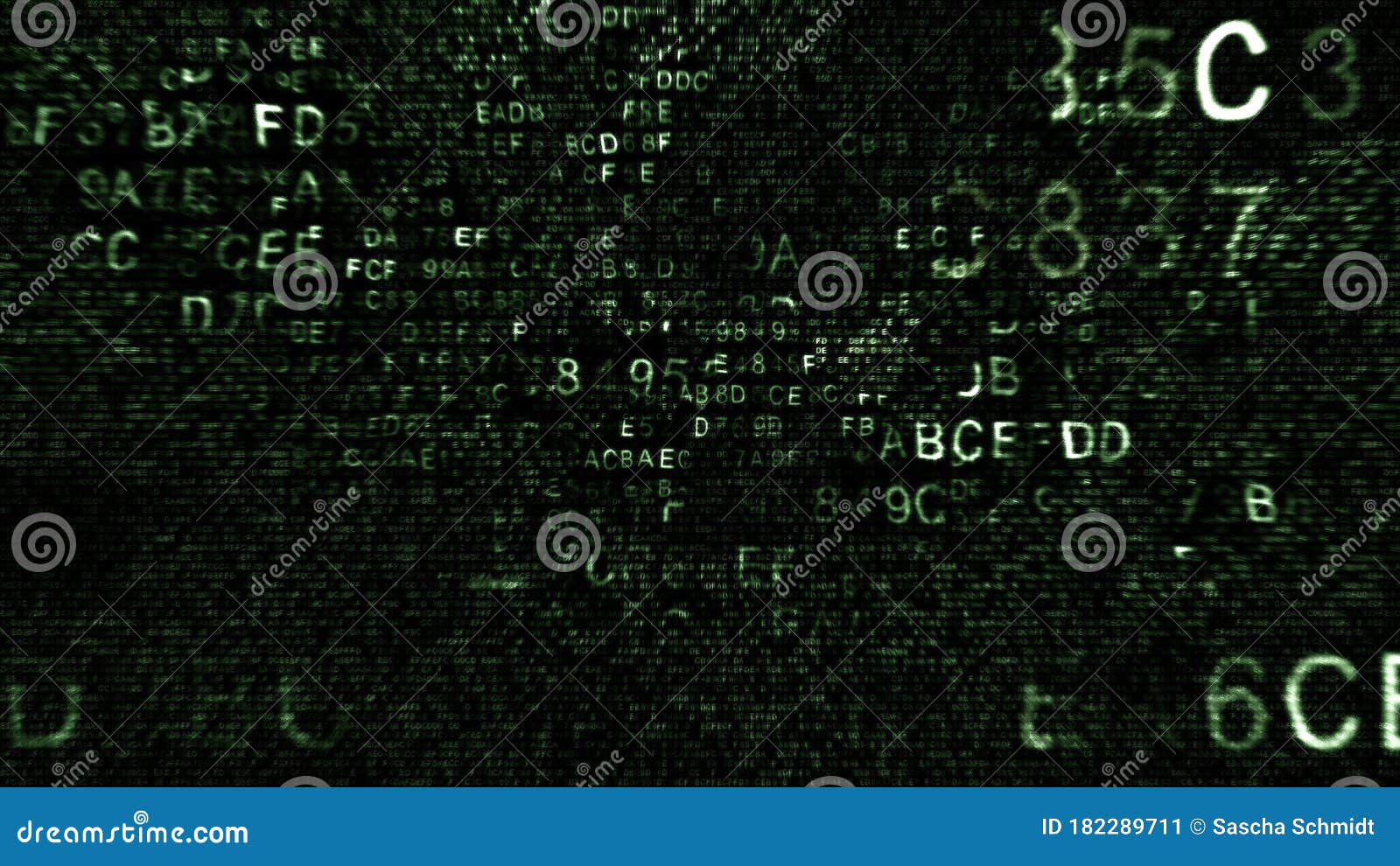 Green Hexadecimal Computer Code Abstract Matrix Background Hacker Attack Generated Computer
