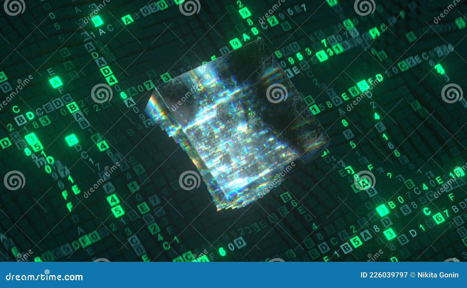 Green Hexadecimal Computer Code Abstract Matrix Background Hacker Attack Generated Computer