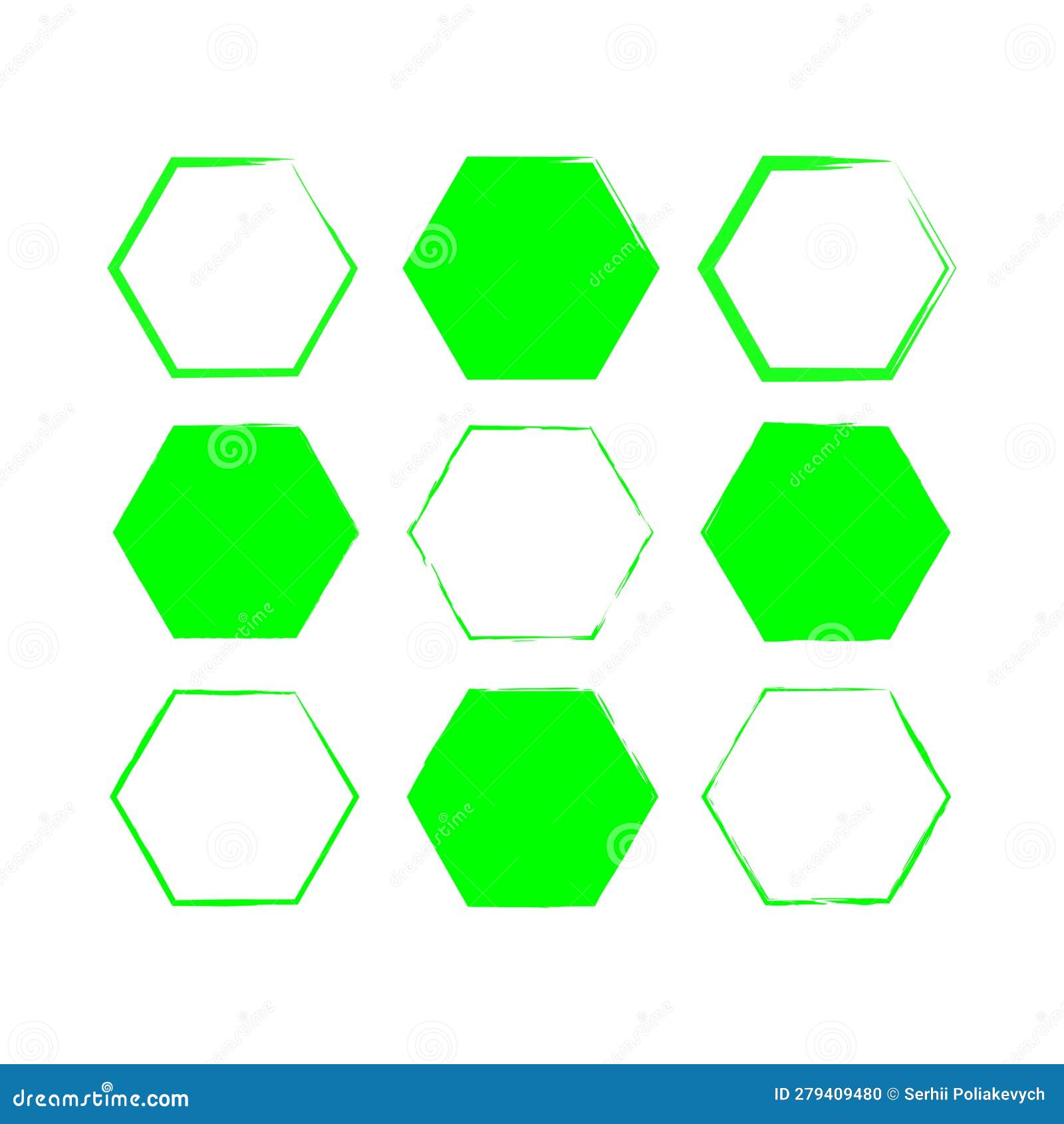 Green Hexagon Shape Color Brush Stroke Artistic. EPS 10 Stock Vector ...