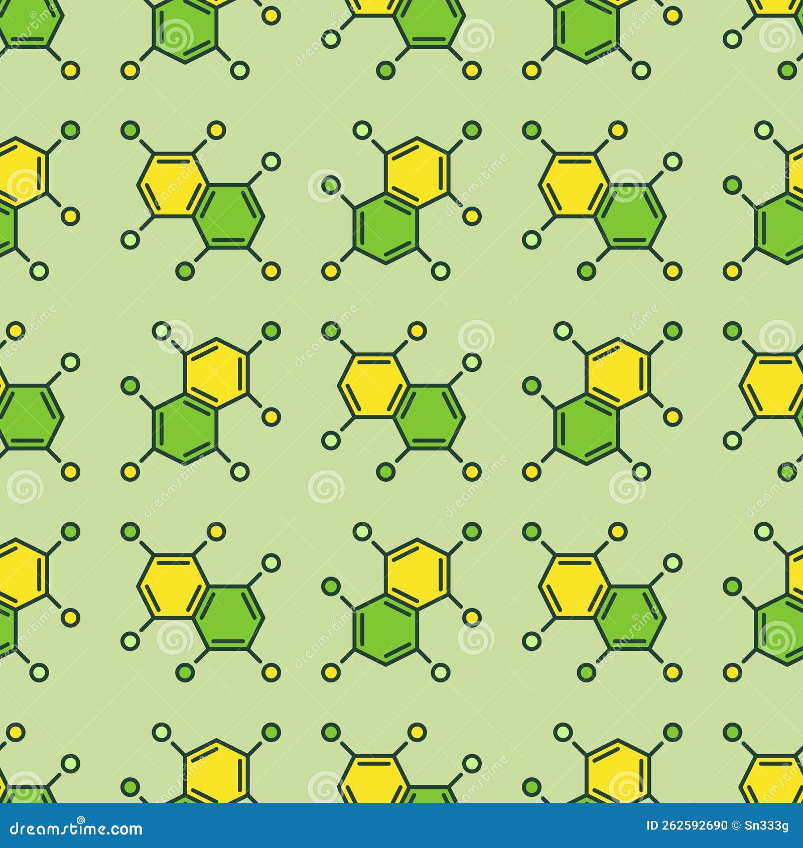 Green Hexagonal Chemical Compounds Vector Modern Seamless Pattern Stock ...