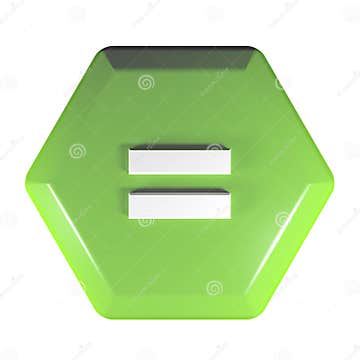 Green Hexagonal Push Button with the Sign = for the Equality - 3D ...