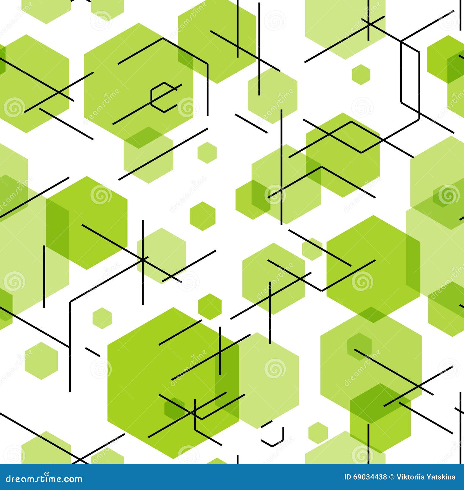 Green Hexahedron Seamless Pattern Background. Vector Illustration Stock ...