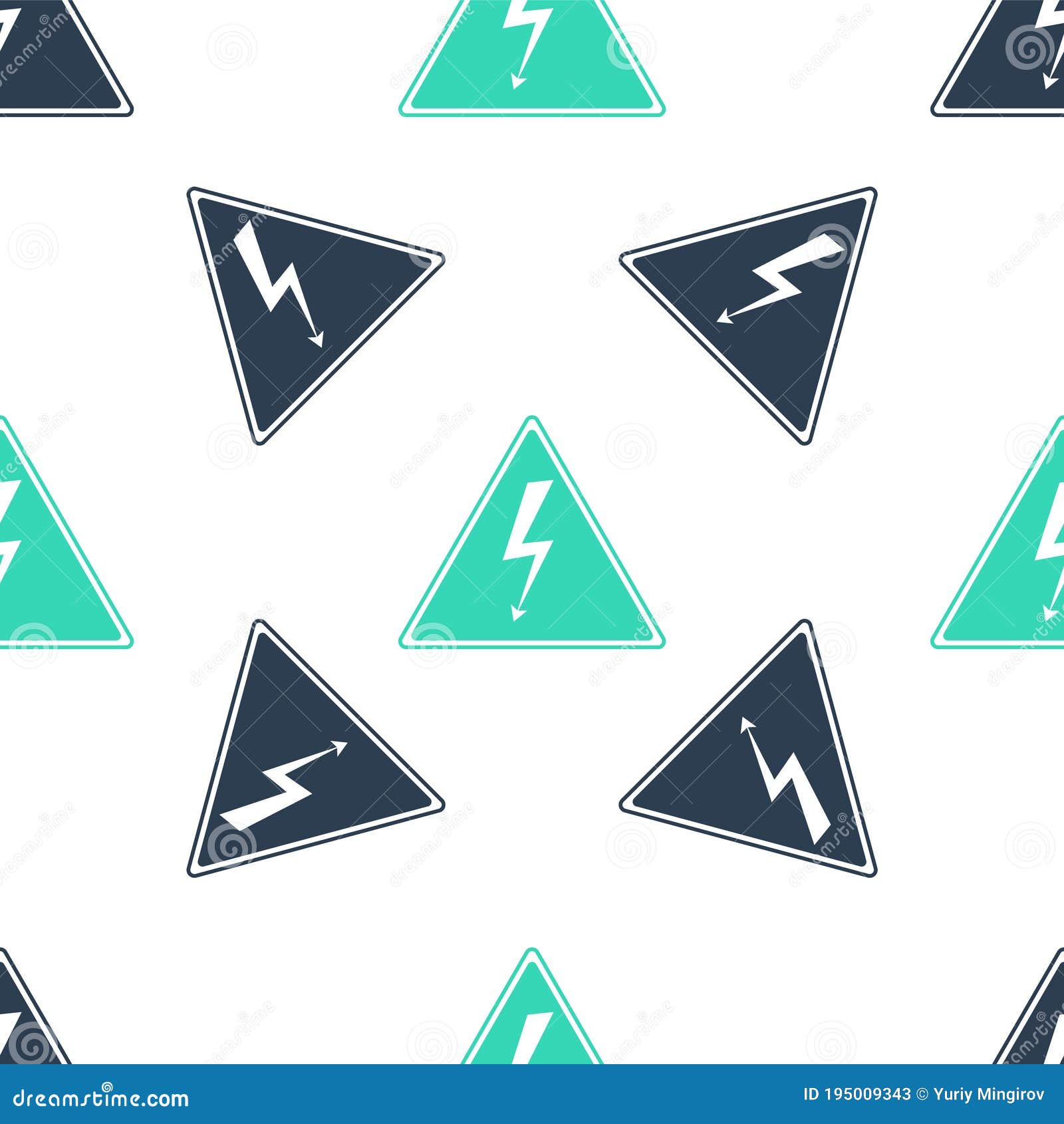 Green High Voltage Sign Icon Isolated Seamless Pattern on White ...